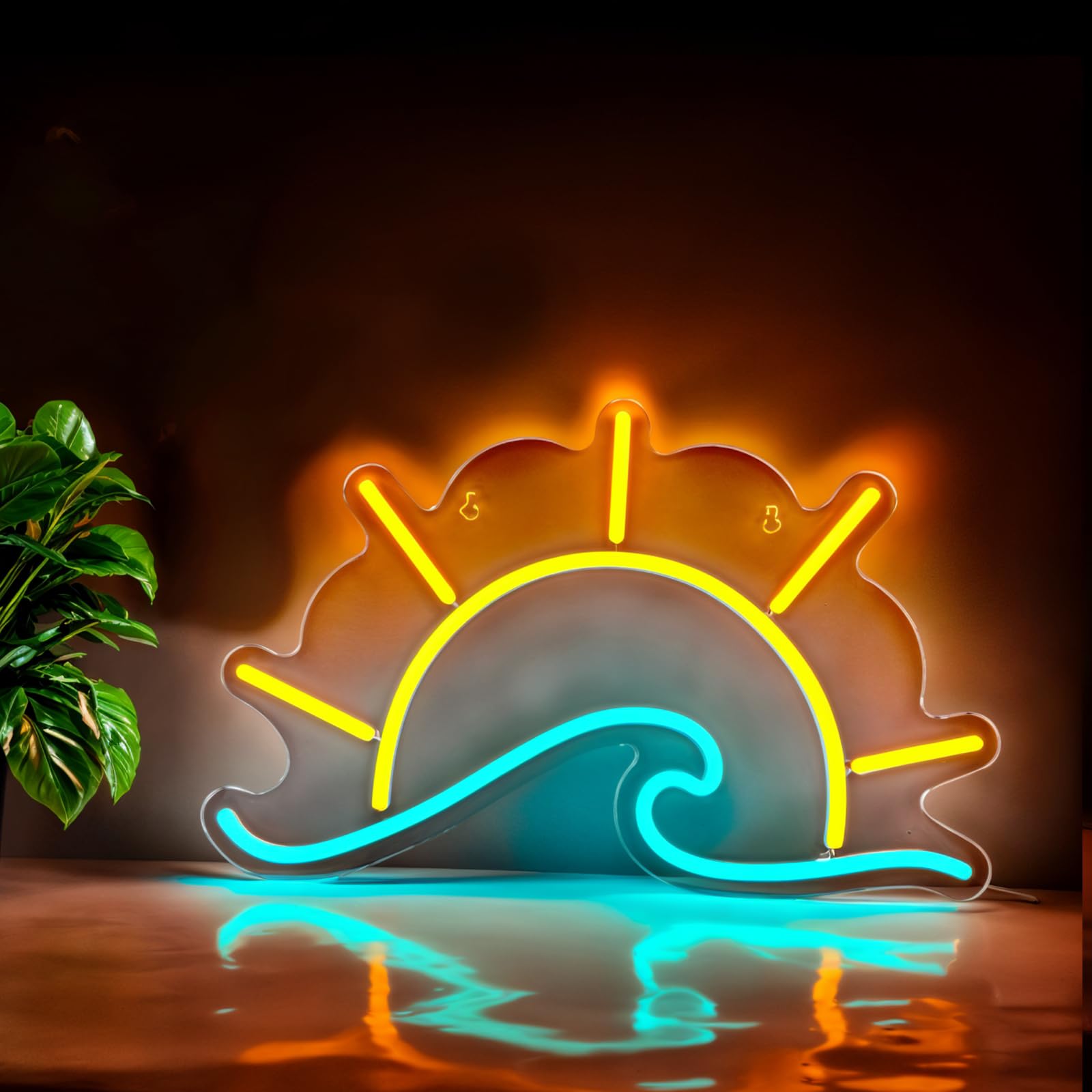 Sunset Wave Neon Sign - LED Wall Decor,USB Powered Neon Light Dimmable ...