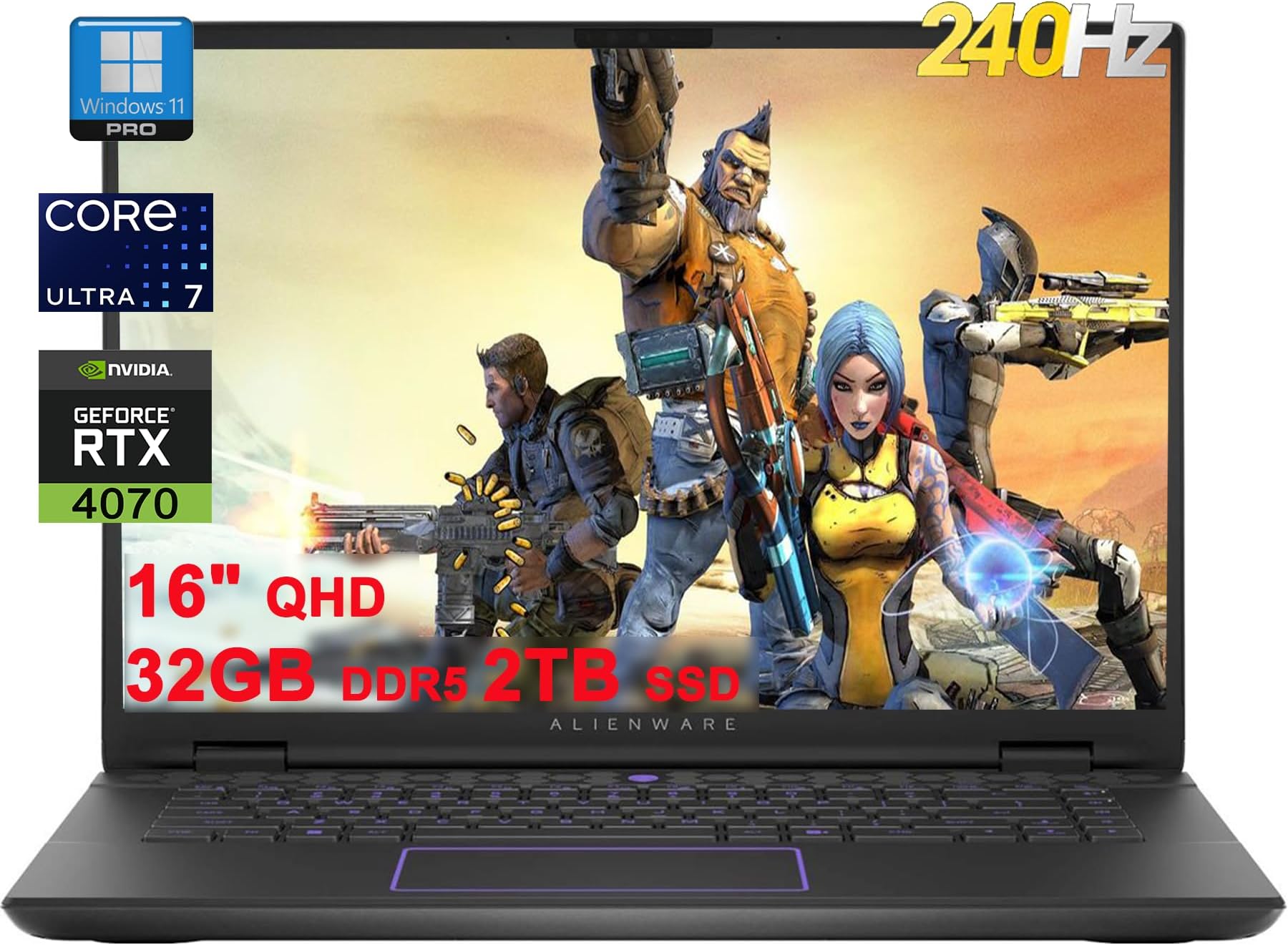Amazon.com: Dell Alienware m16 R2 Gaming Laptop, 16" QHD+ 240Hz Display ...