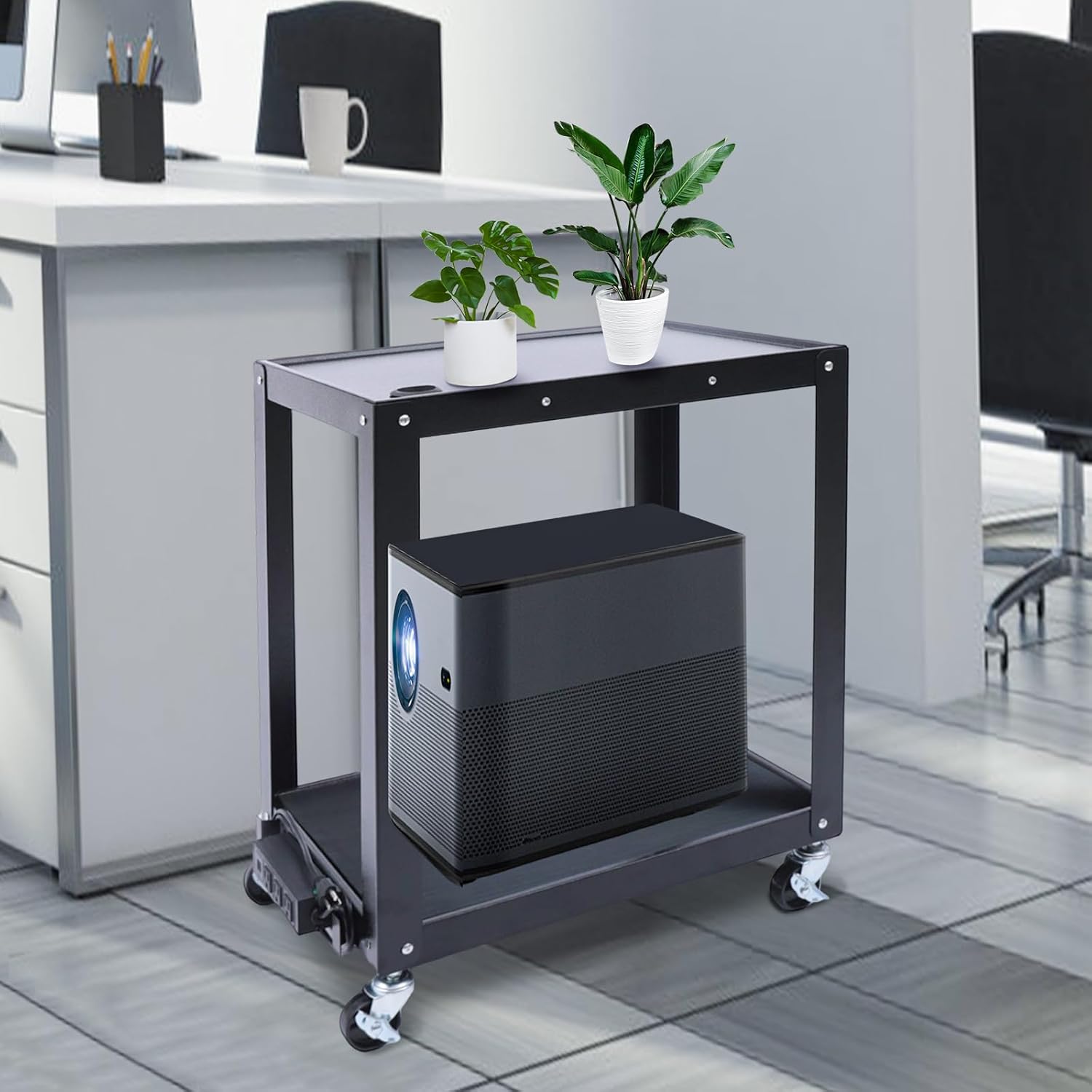 Amazon.com: LOHISHILO AV Cart Media Cart with Power Strip Monitor ...
