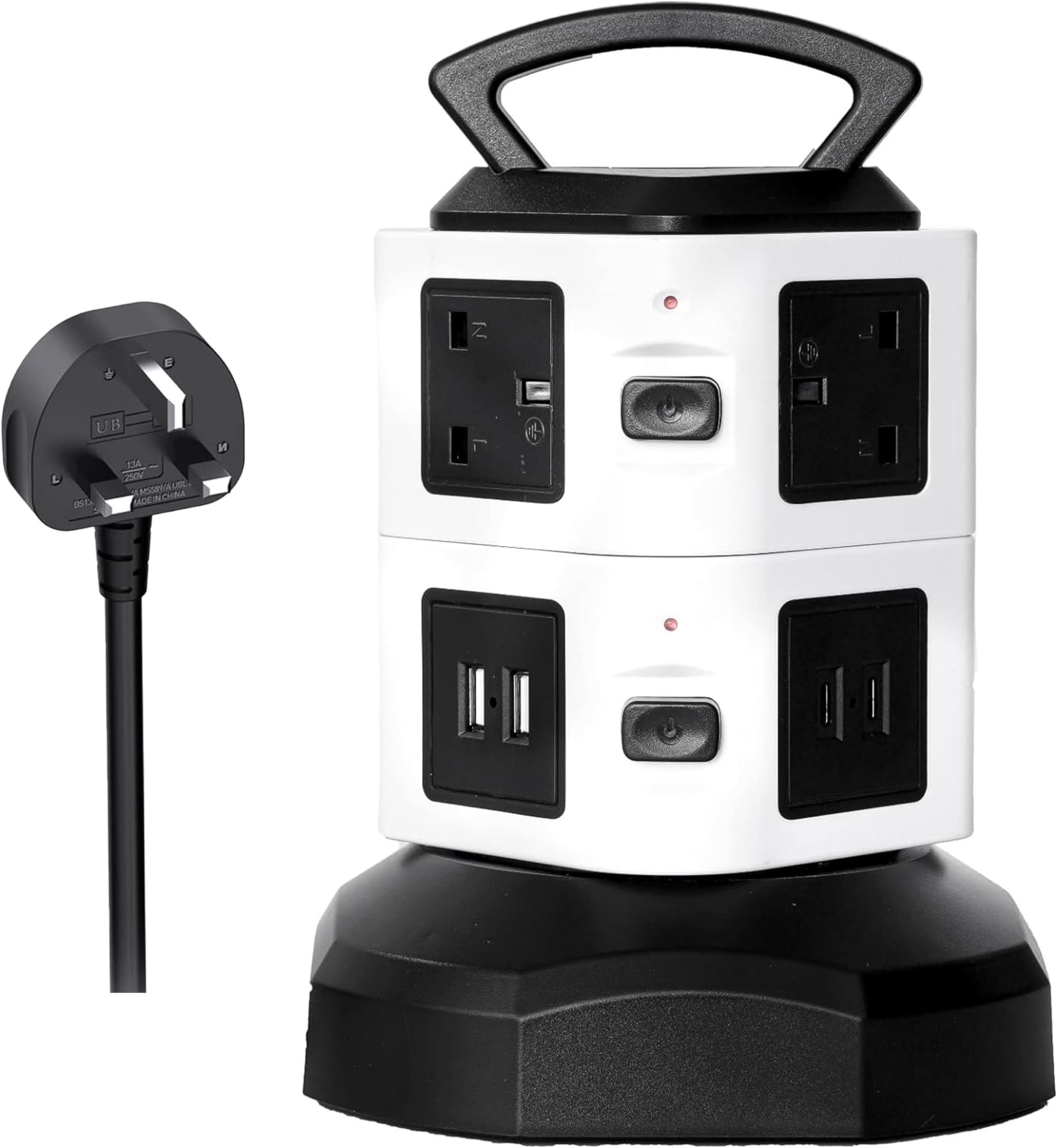 Pro Elec EXTENSION TOWER 10-GANG + NEON, BLACK: Amazon.co.uk ...