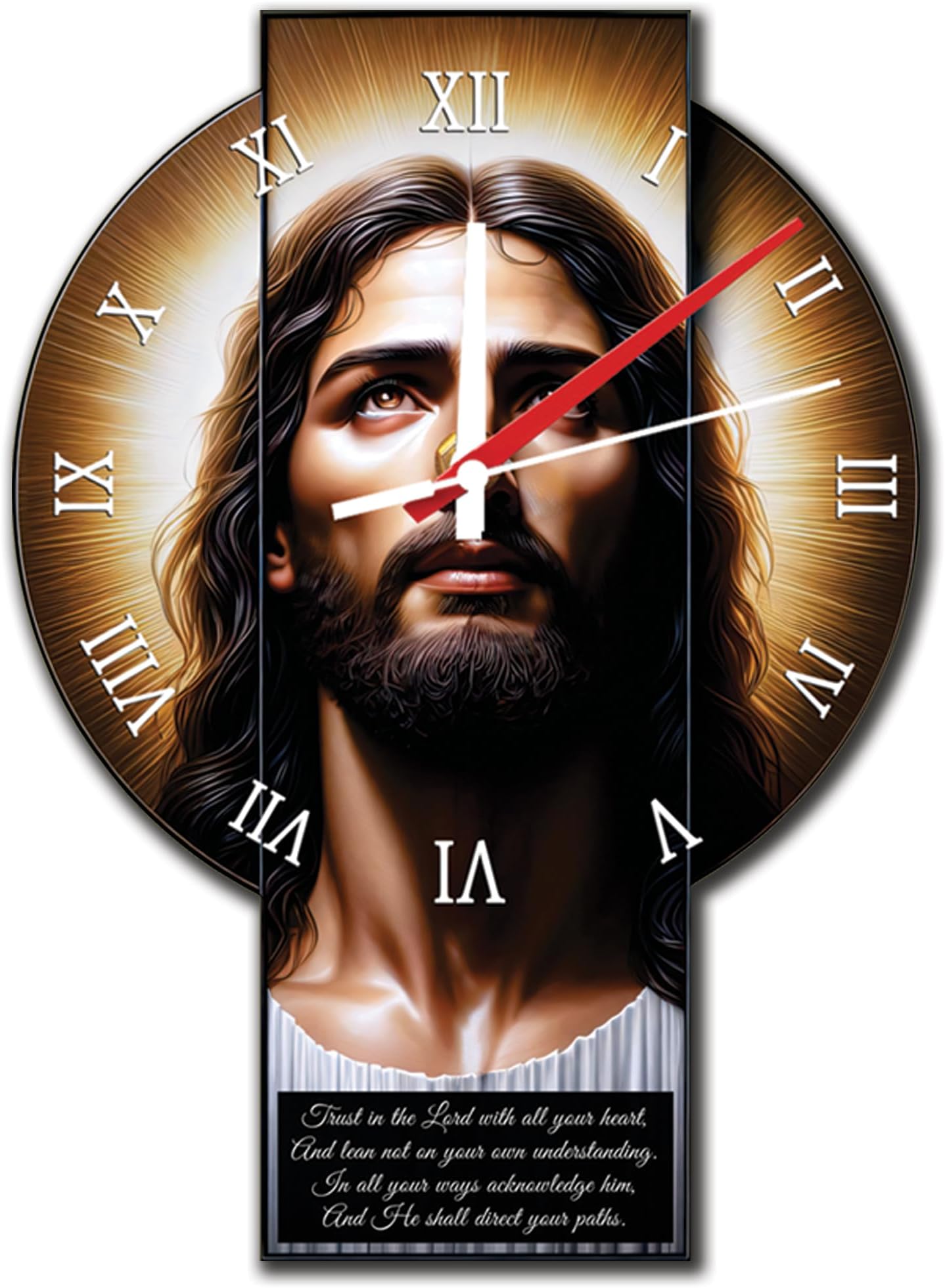 Buy FIVE KRAFT Jesus Wall Clock with Bible Verse and Roman Numerals ...
