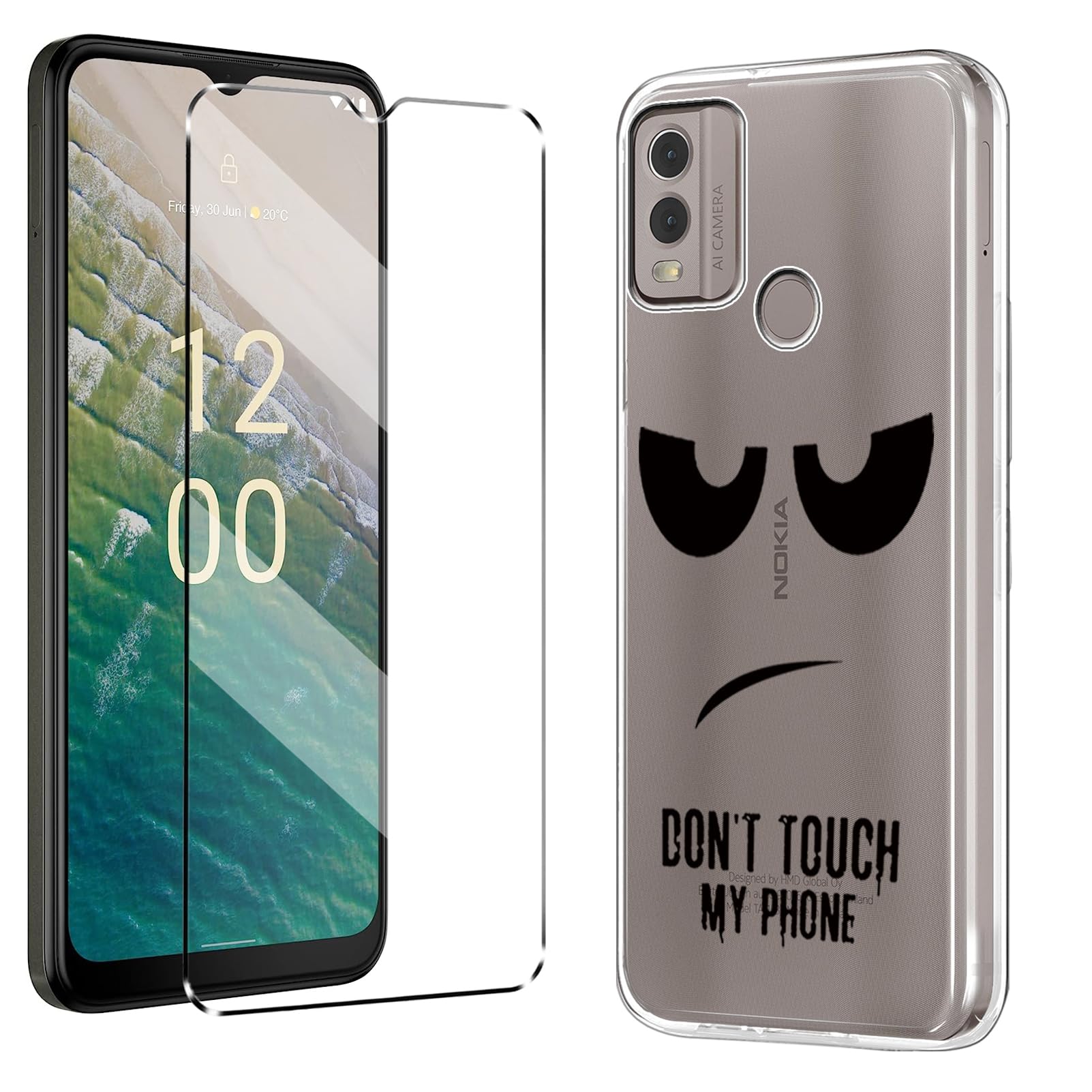 Cover Compatible with NOKIA C32 Case with 1 Pack Tempered Glass Screen ...