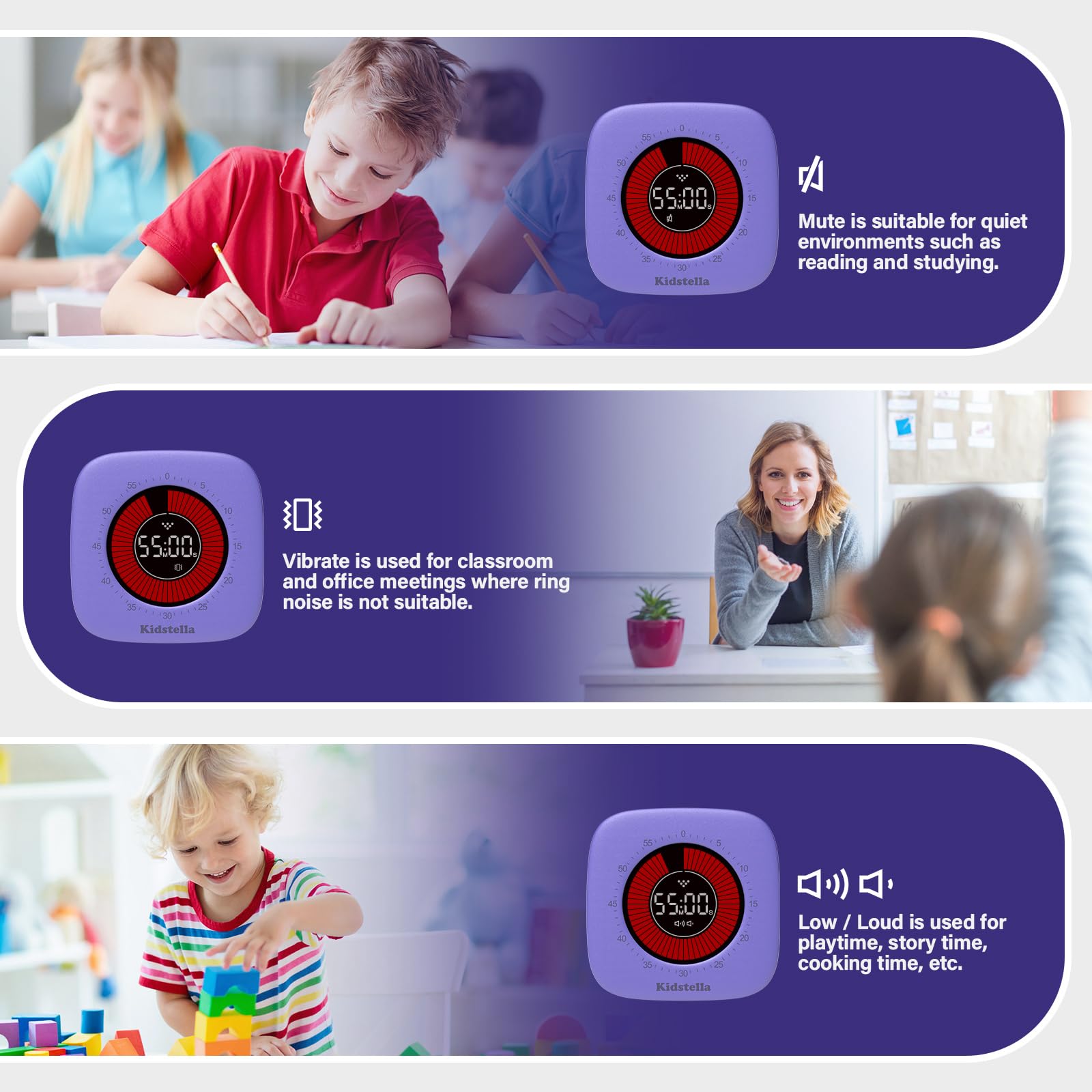 Snapklik.com : Visual Timer For Kids, Rechargeable 60-Minute Countdown Timer