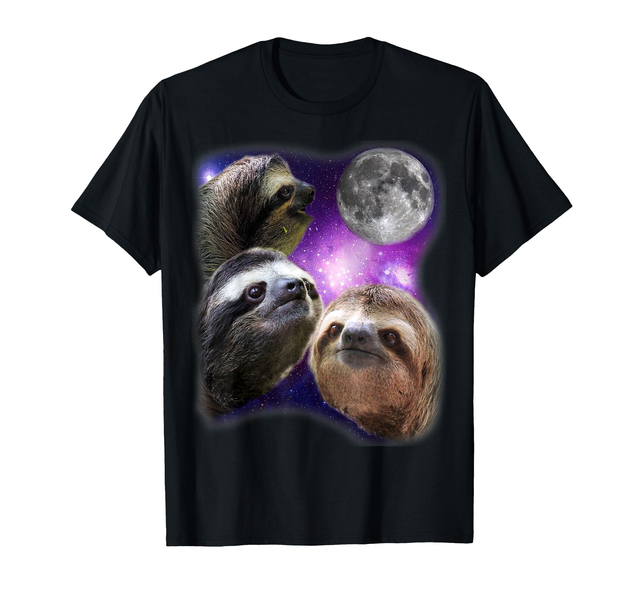 Amazon.com: Sloth Shirt - Three Sloths Moon Parody Wolf Meme Shirt T ...