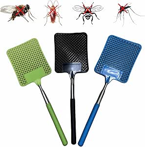 Amazon.com: Telescopic Fly Swatters, Jakeloo 3 Pack Fly Swatter for Indoors Durable Plastic ...