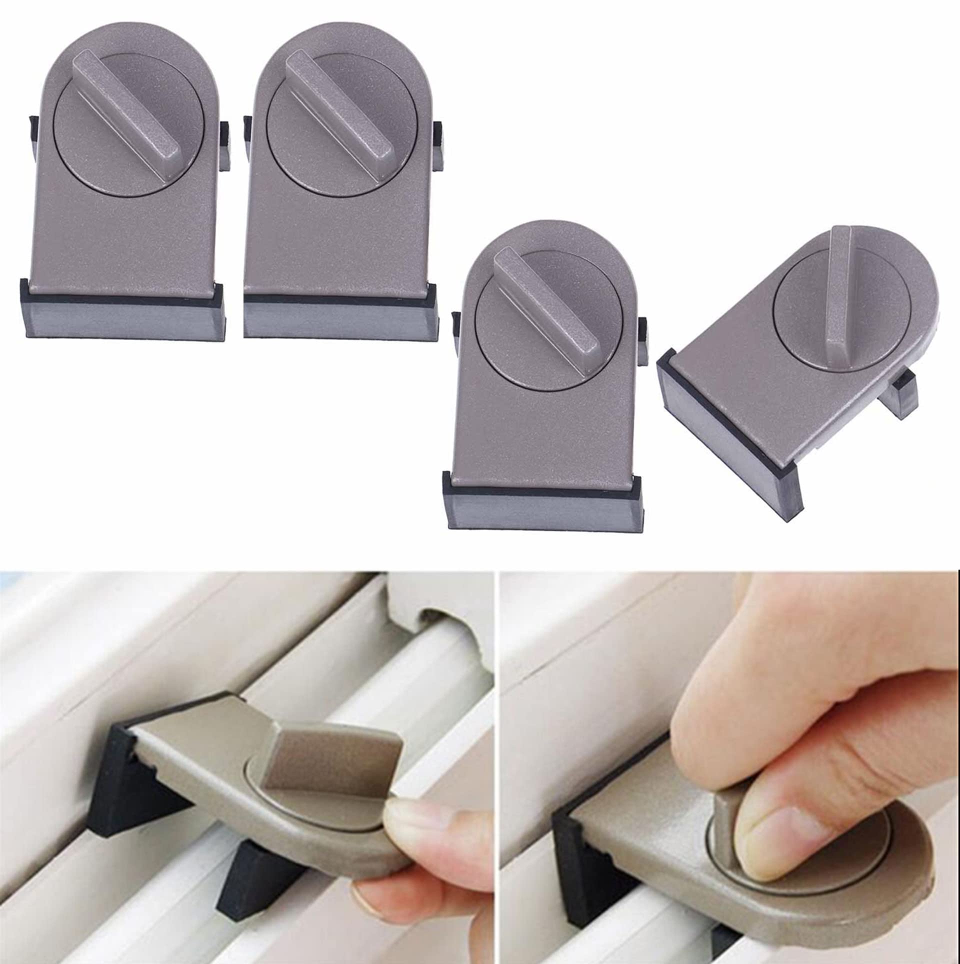 4 Sliding Door Security Locks, Instant Slide Window Track Rail Stoppers ...