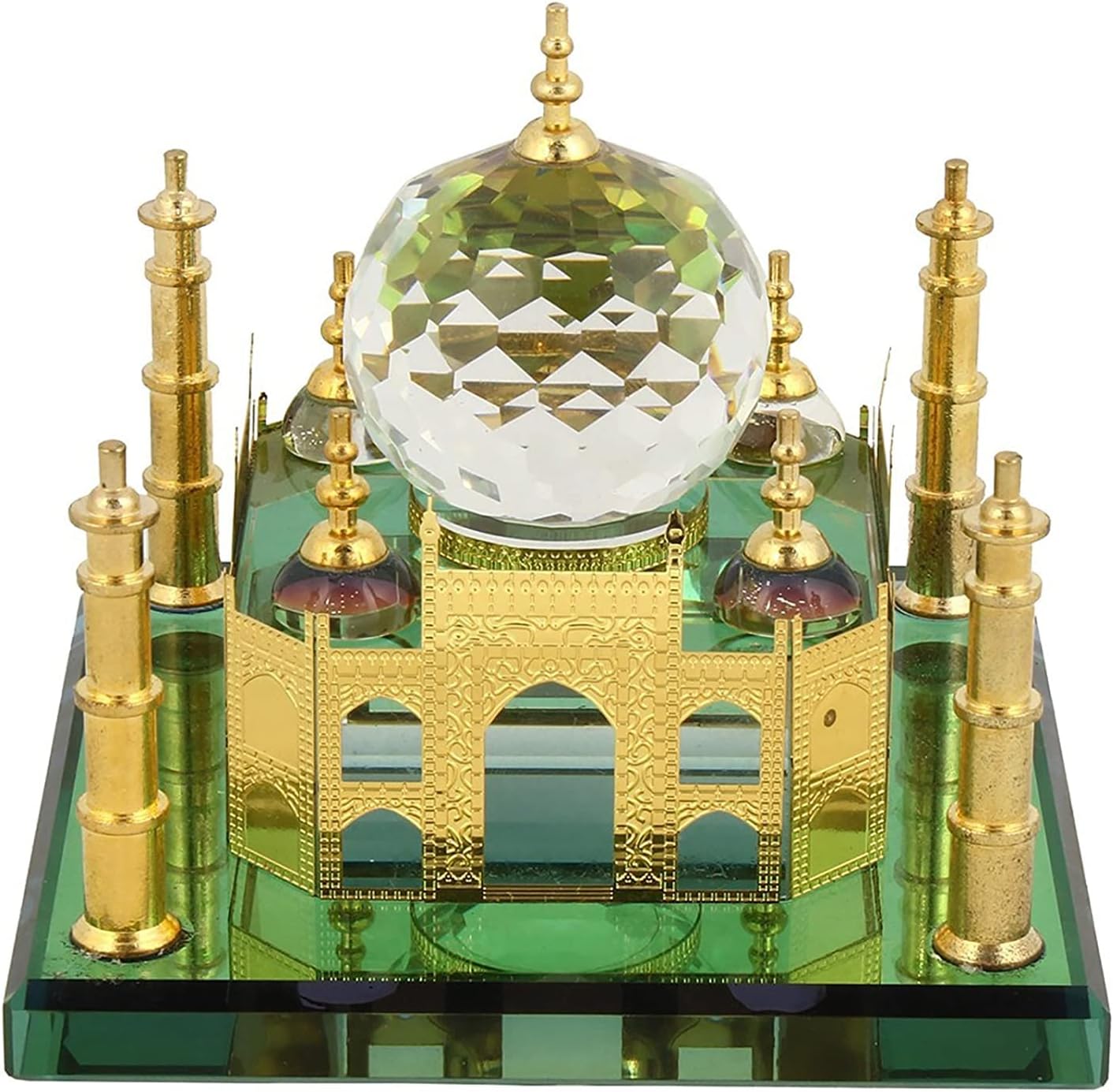 AtneP Glass Crystal Taj Mahal Home Decoration Showpiece (Gold, 8x8x6 cm ...