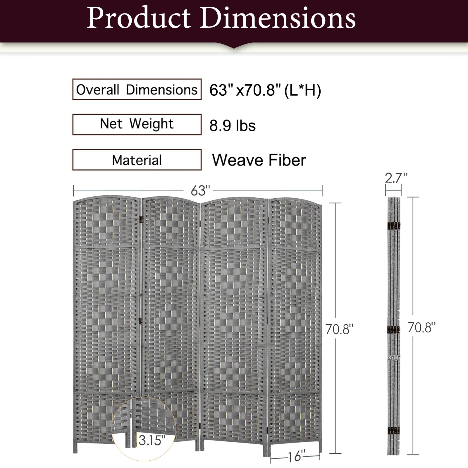 Snapklik.com : 6 Ft Tall Room Divider, Room Dividers And Folding ...