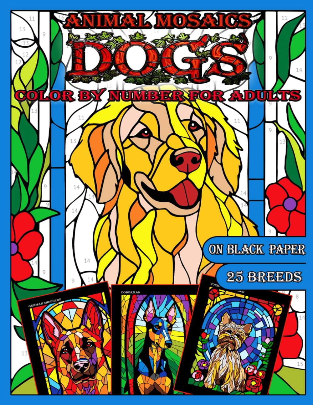 Amazon.com: Mosaic Animals: Dogs: Color by Number for Adults: Stained ...