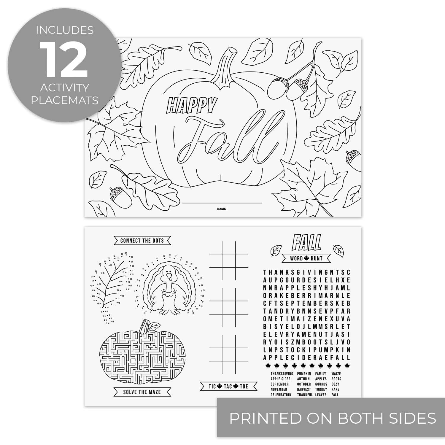 Printable Fall Coloring Pages Placemat