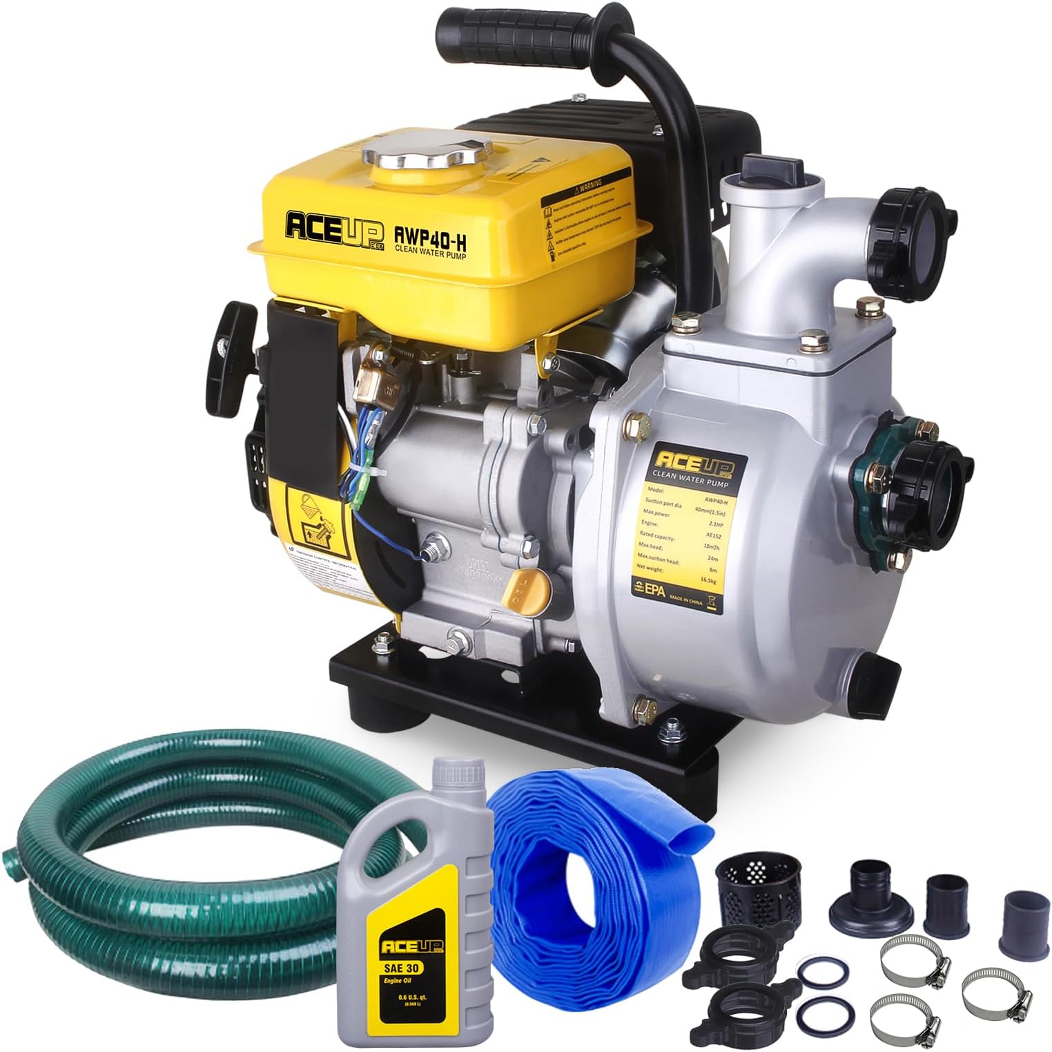 Amazon.com: BYGOVICE Gasoline Engine Water Pump 1-inch, 2 Stroke Gas ...