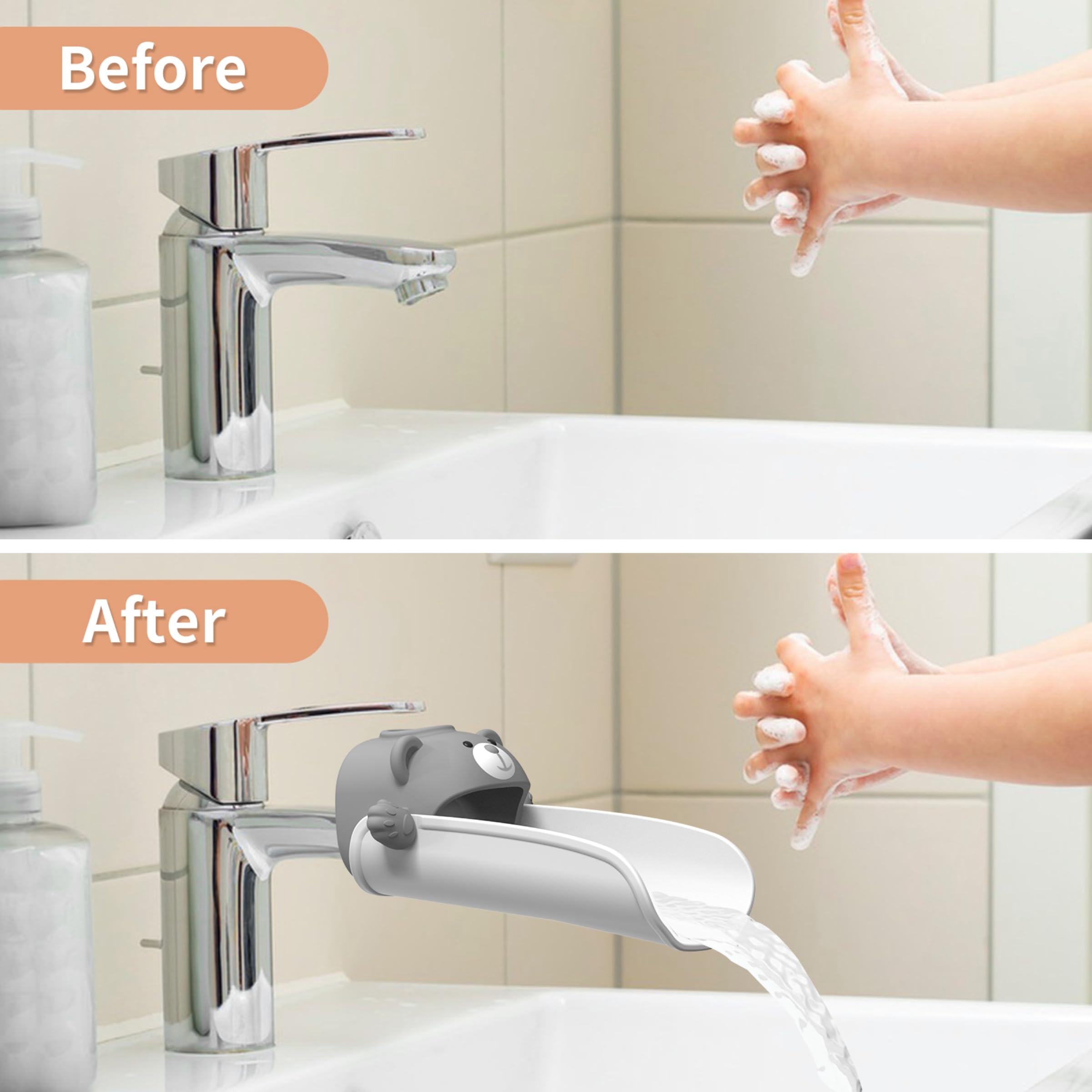 Toddler Bathroom Faucet Extender For Toddlers - Grey Sink Faucet ...