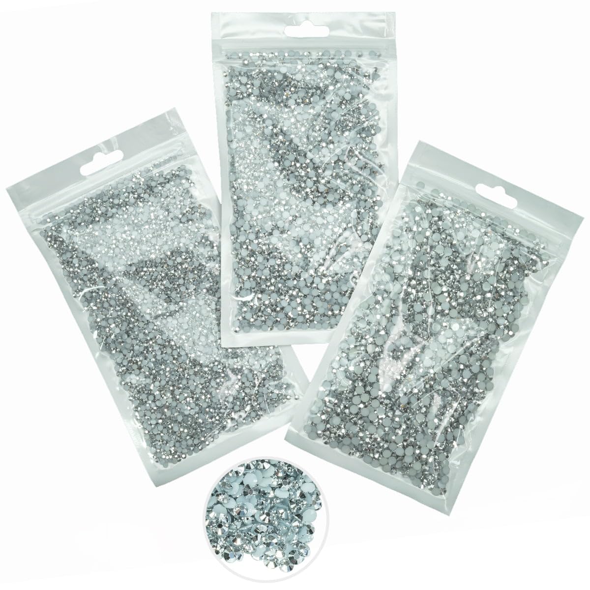 Amazon.com: 16000PCS Silver Resin Rhinestones for Crafts Metallic ...