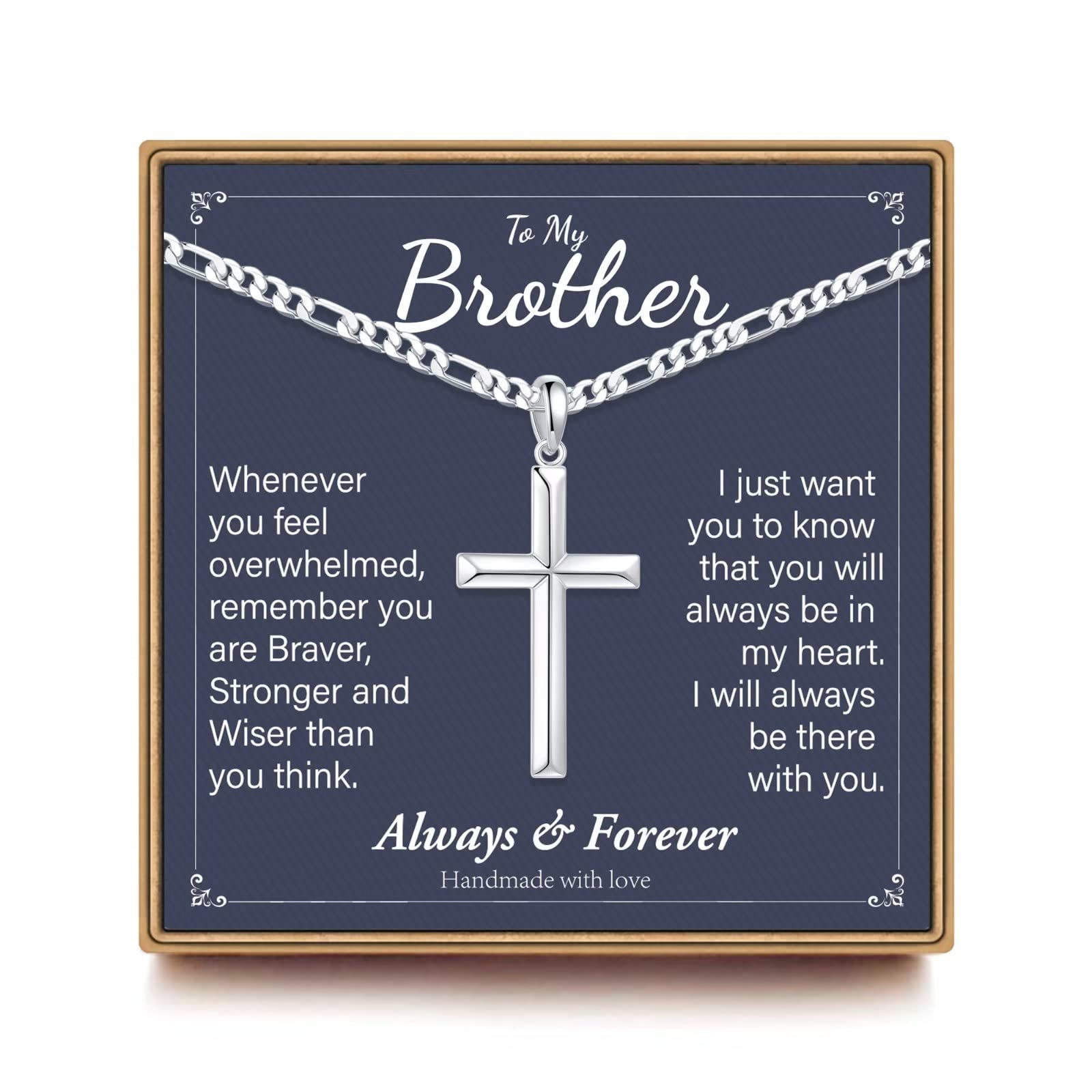 Snapklik.com : Brother Gifts Brother Cross Necklace, Brother Birthday ...