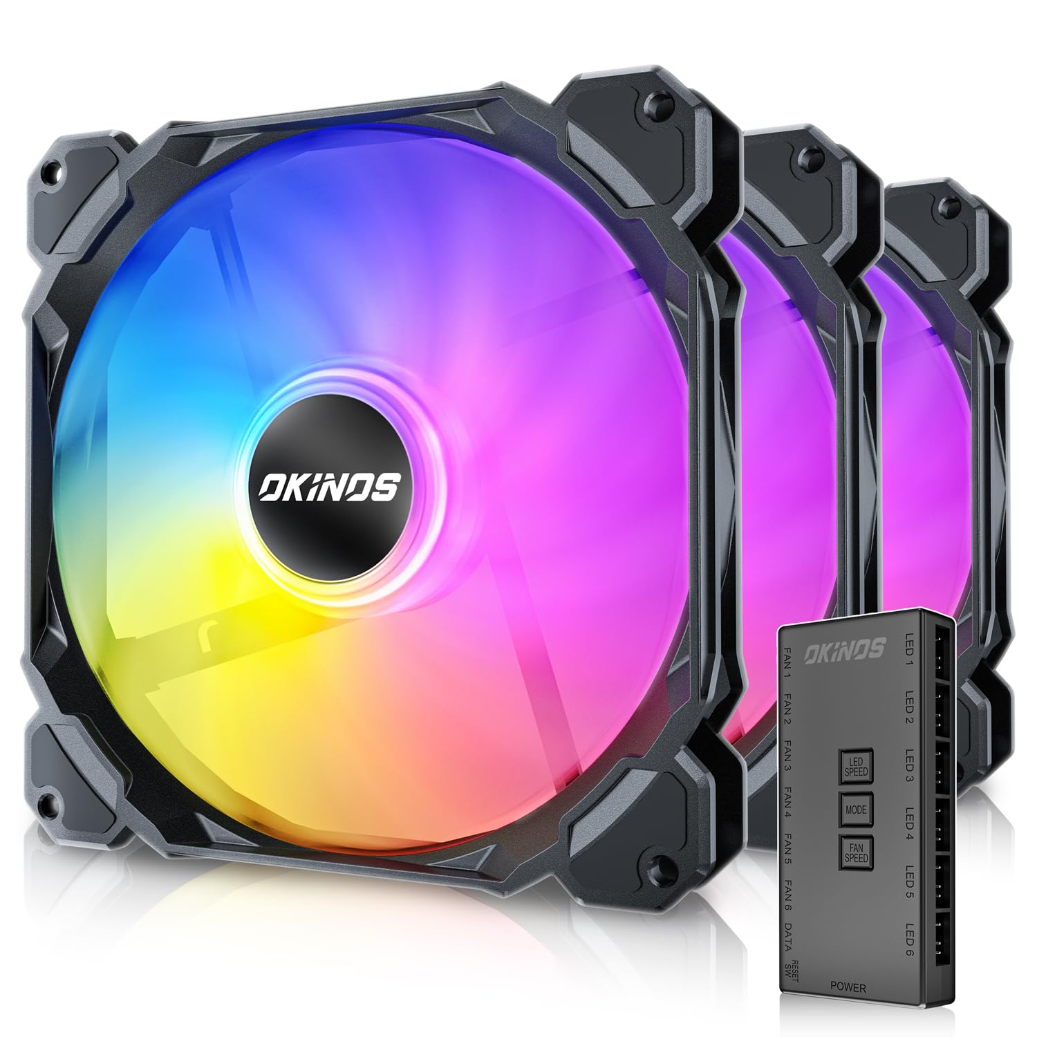 Snapklik.com : Okinos RGB Fans 3 Pack, 4-Pin PWM PC Fans, 5V 3-Pin ...