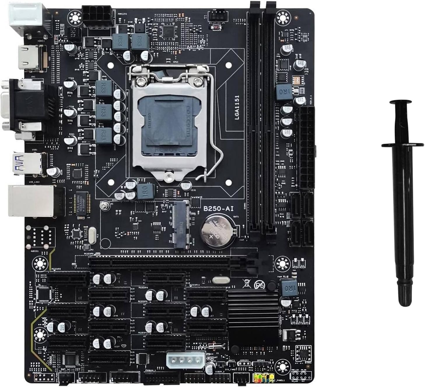 Fayrimi B250 V2.1 BTC Mining Motherboard 12XPCIE + Heat Line Paste LGA1151 DDR4 MSATA USB3.0 ...