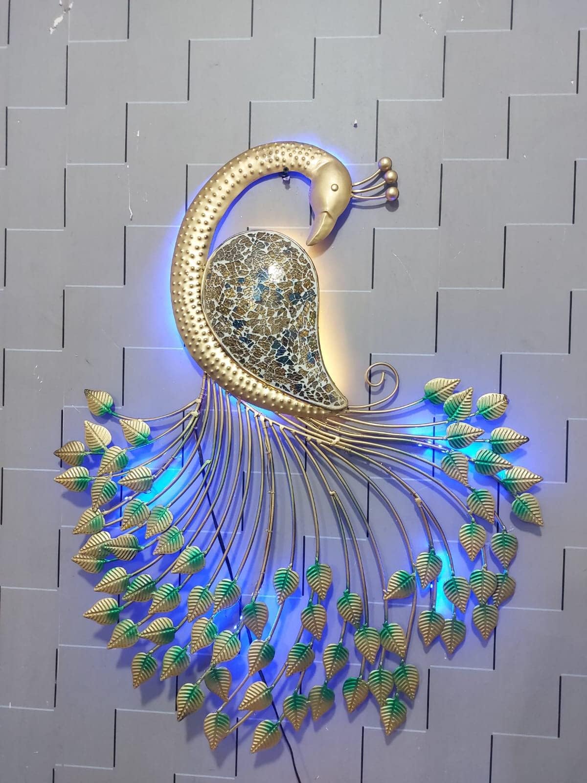 HIMMART Hand Crafted Metal LED Peacock Hanging Wall Decor For Living ...