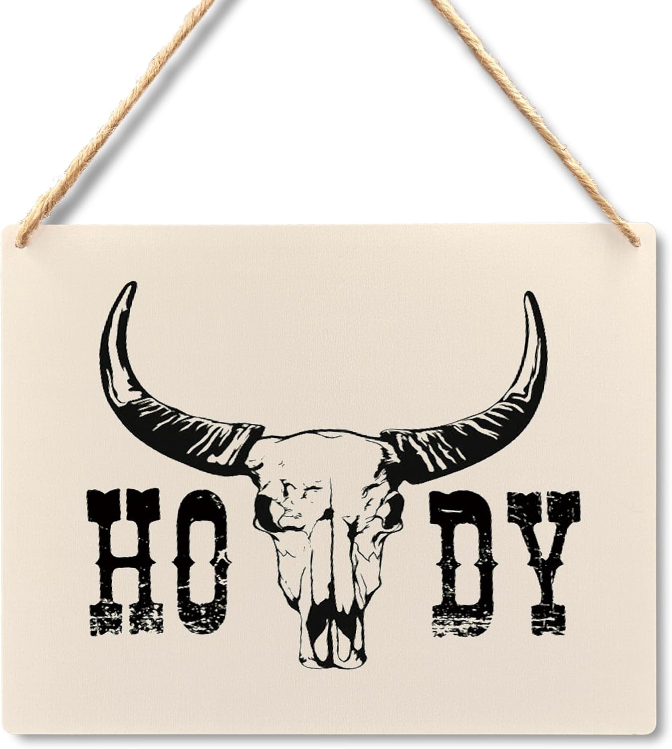 Amazon.com: Lacosu Cow Skull Howdy Hanging Wood Sign - Western Signs ...