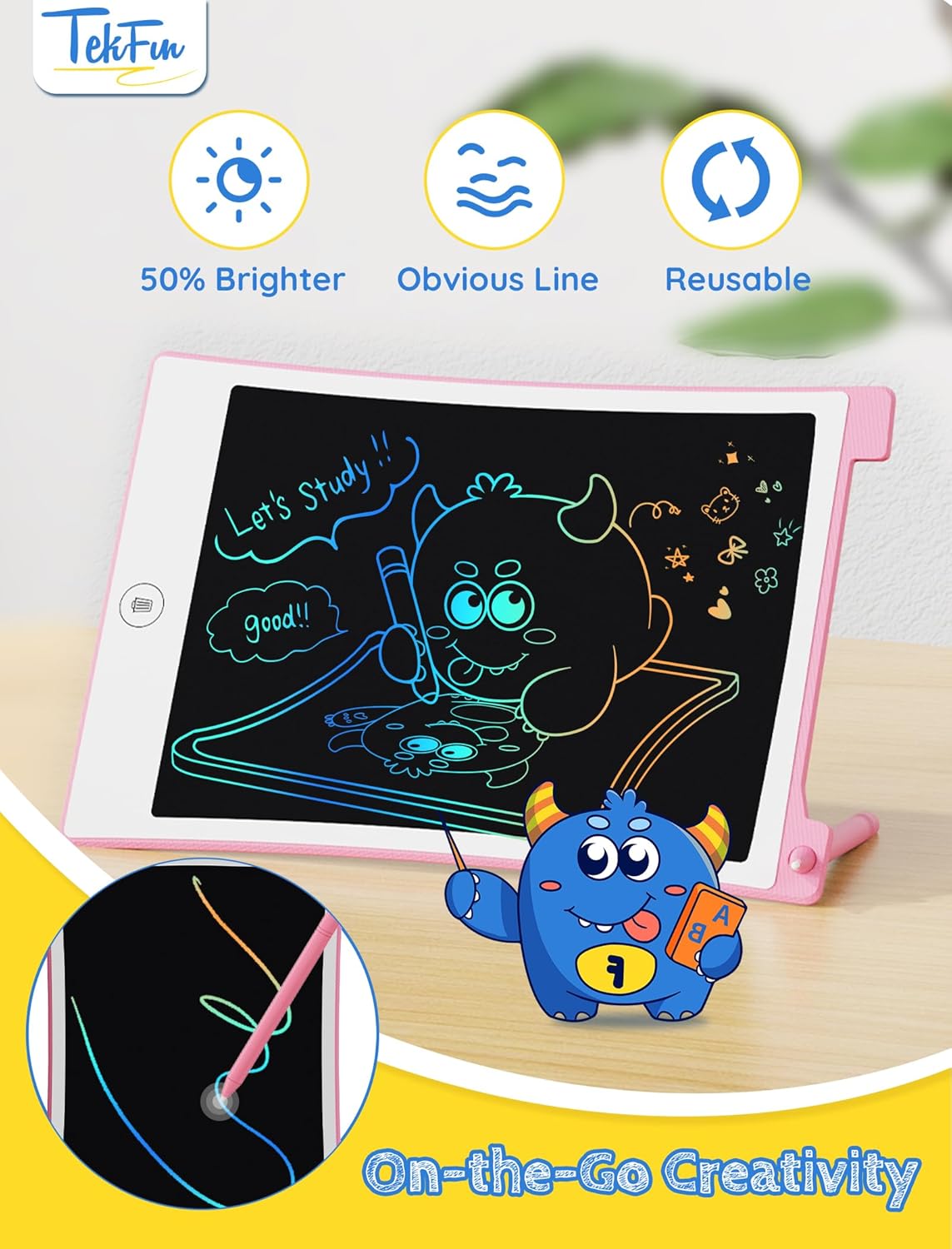 TEKFUN Paquete de 2 tabletas LCD de escritura de 10 pulgadas, tablero de dibujo para colorear y ...