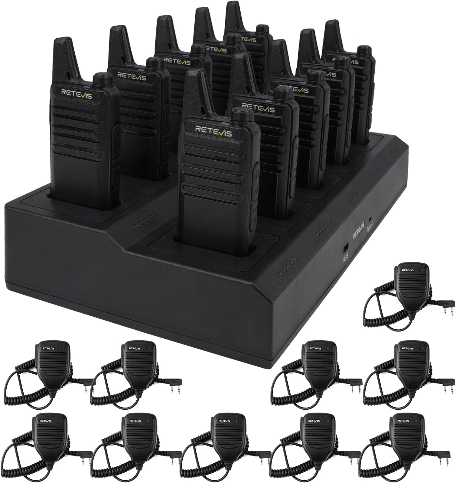 Amazon.com: Retevis RT22 Two Way Radio(10Pack) Bundle with Radio ...