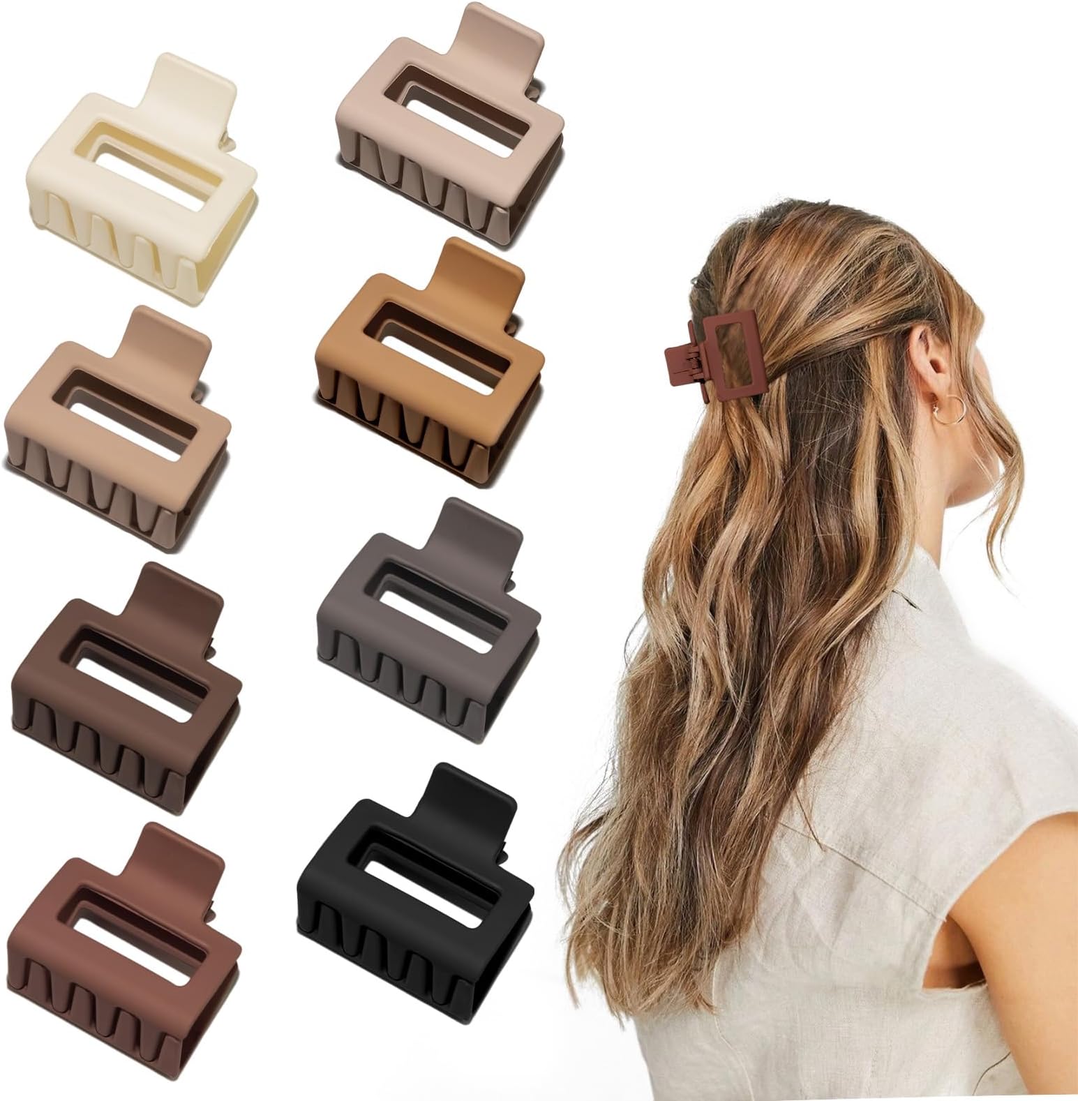 Amazon.com : Cobinaan Medium Matte Rectangle Claw Hair Clips for Women ...