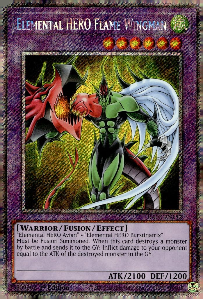 Amazon.com: Elemental Hero Flame Wingman (Platinum Secret Rare) - RA03 ...