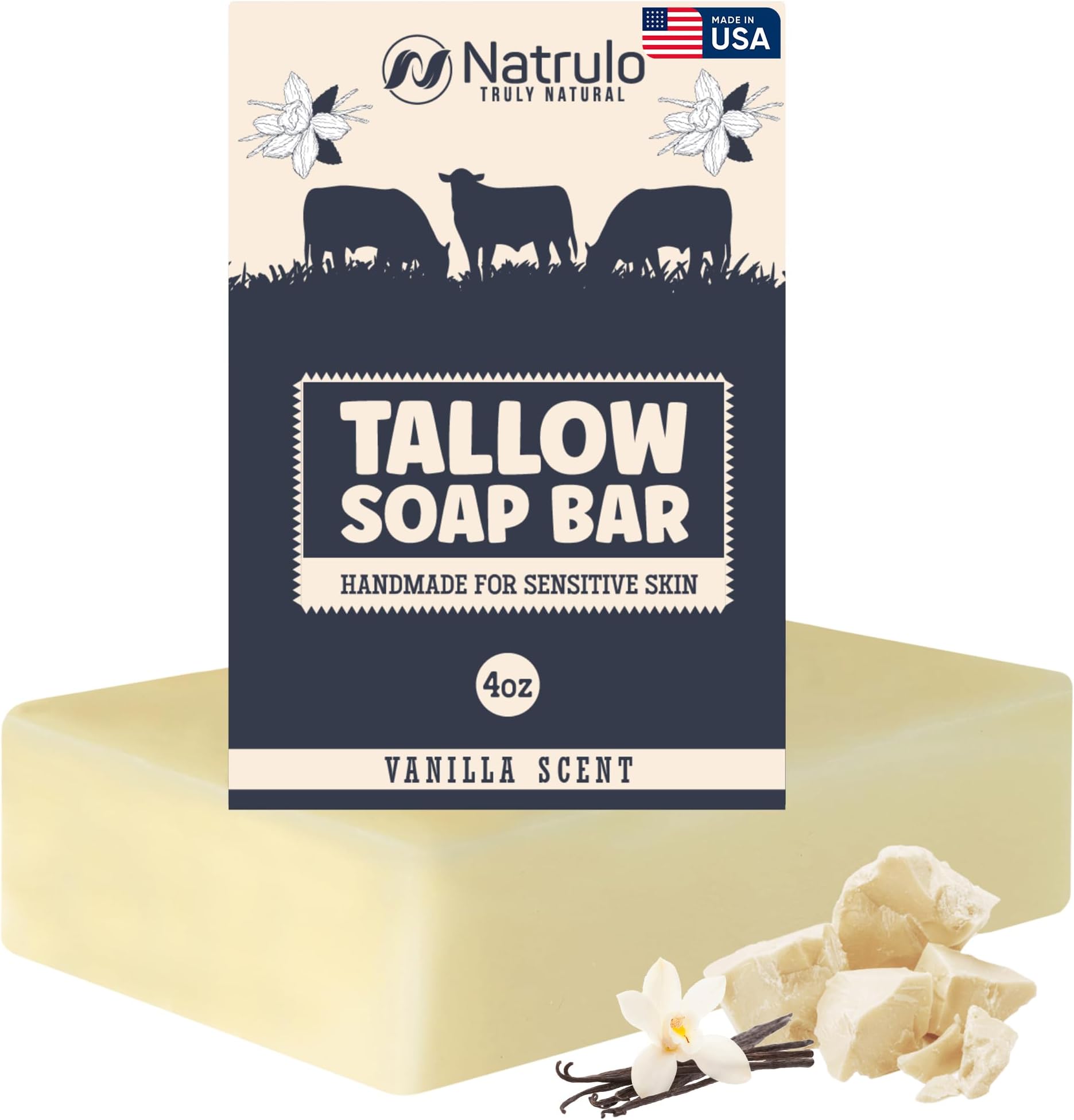 Amazon.com : Beef Tallow Soap Bar – All Natural Grass Fed Tallow Soap ...