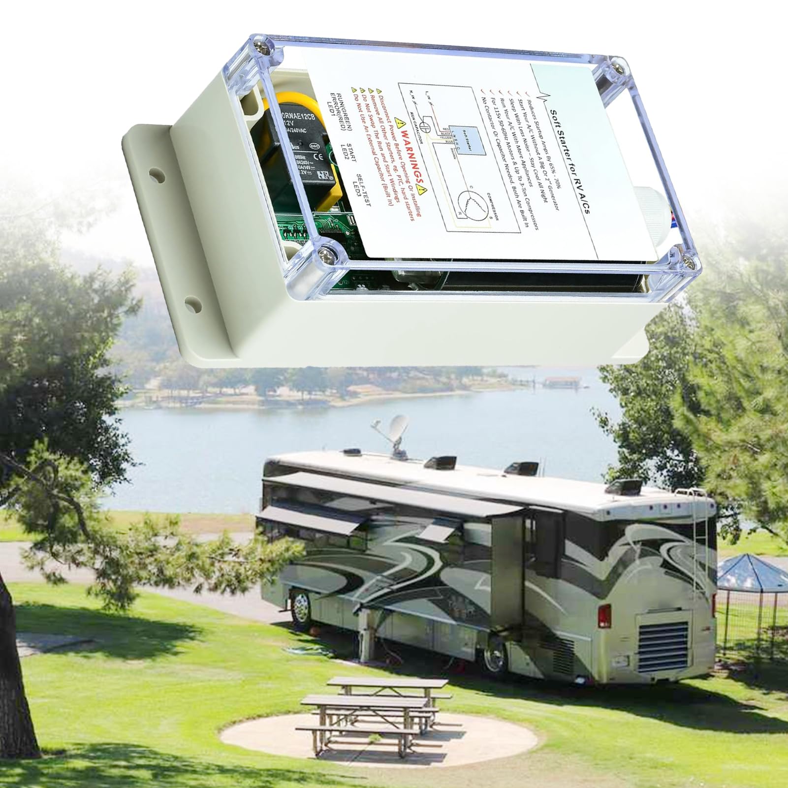 Amazon.com: Fenglesha RV Air Conditioner Soft Start Kit, Camper AC Soft ...