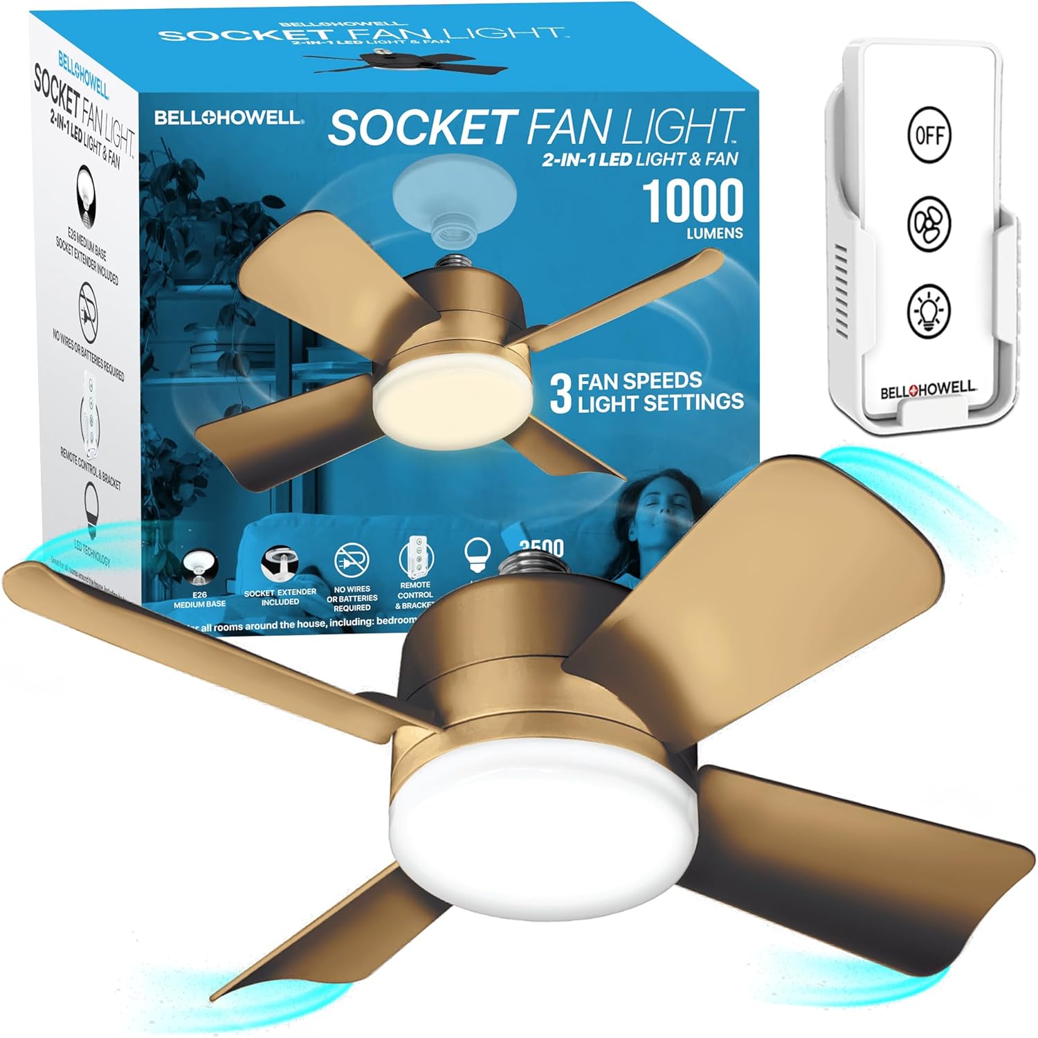 Amazon.com: Socket Fan Light Original – Warm Light Ceiling Fans with ...