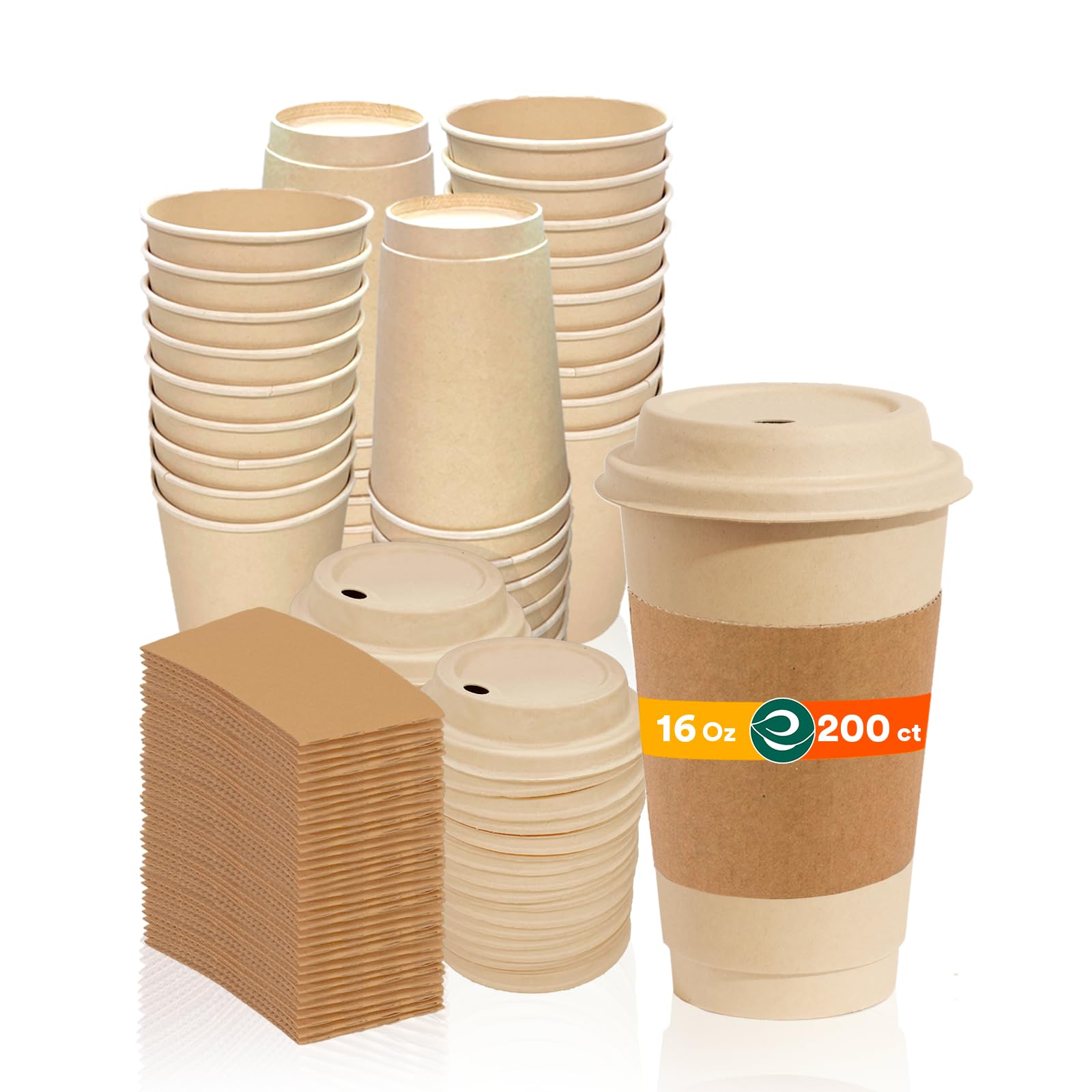 Amazon.com: ECO SOUL 100% Compostable Coffee Cups With Lids & Sleeves ...