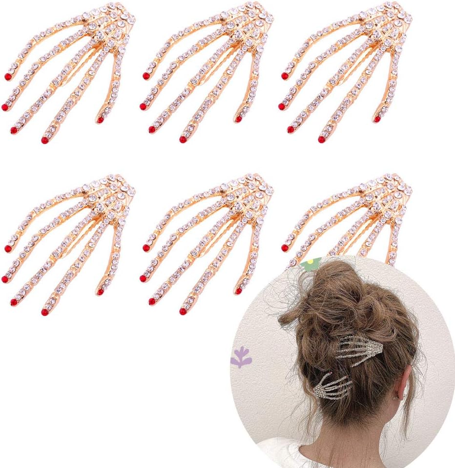 Amazon.com : 8Pcs Mixed Color Skeleton Hands Hair Clips 3" Length Hand ...