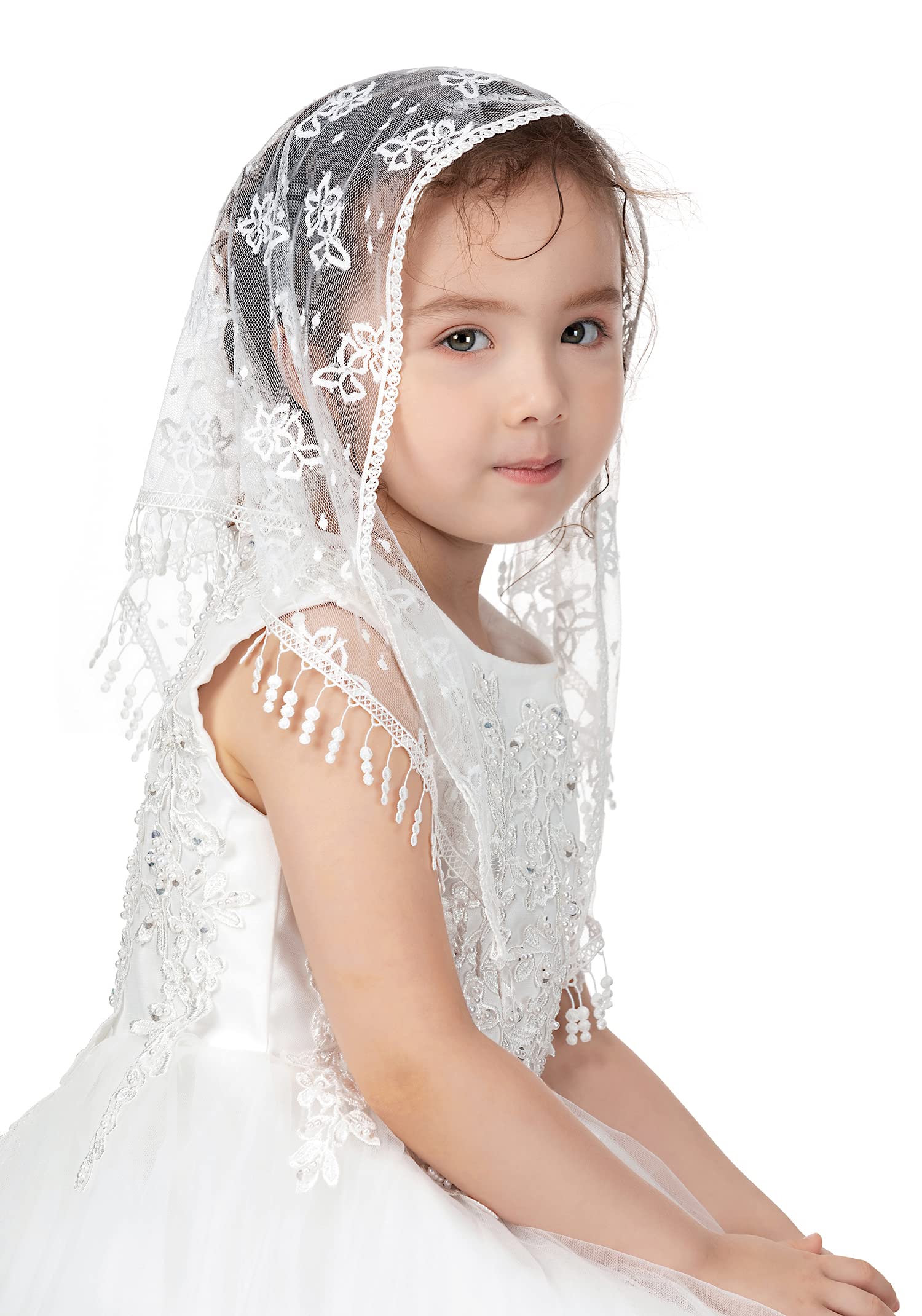 Snapklik.com : PAMOR Triangle First Communion Veils For Girls Lace ...