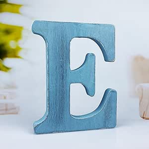 Amazon.com: WOODOUNAI 6 Inch Rustic Blue Wood Letters Unfinished Wood ...