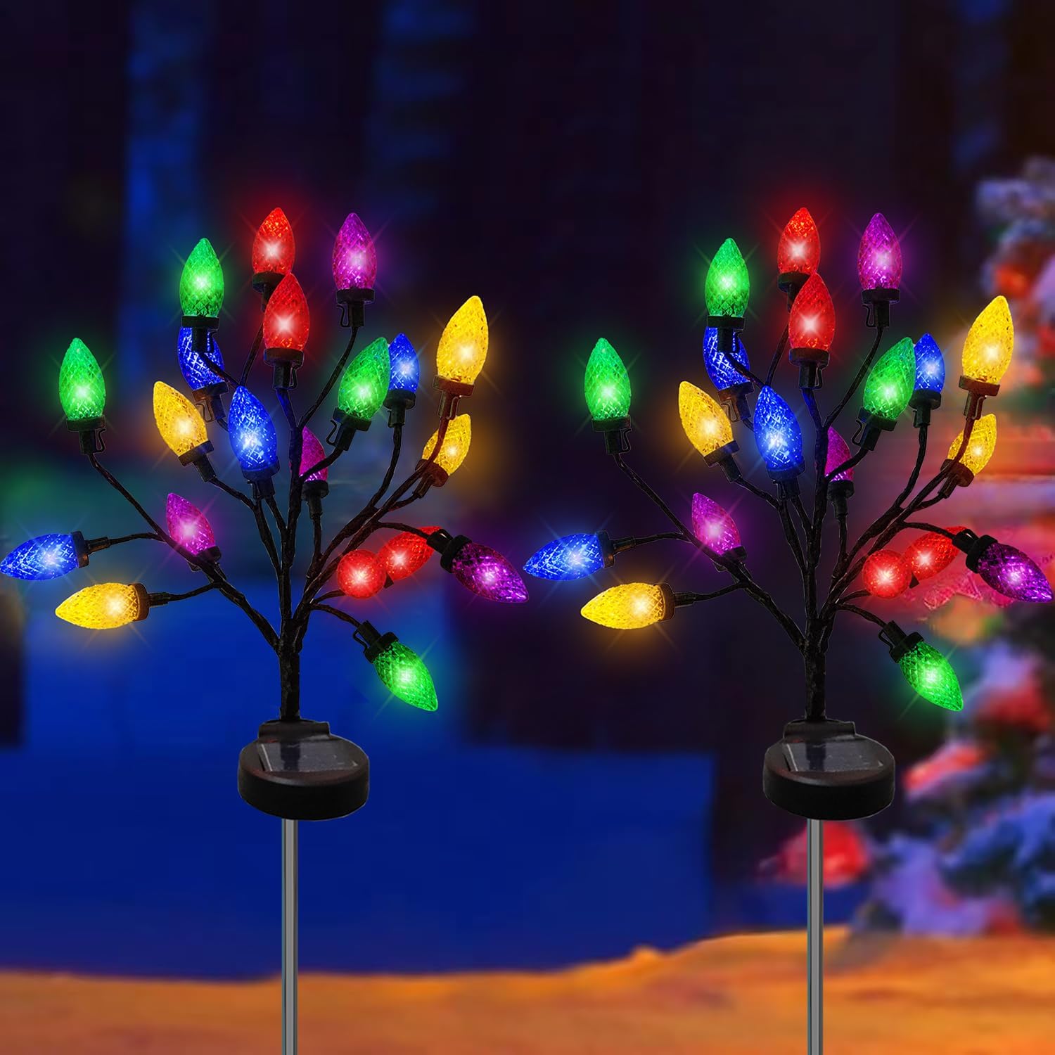Amazon.com : Upgraded 4 Pack Solar Christmas Garden Stake Lights for ...