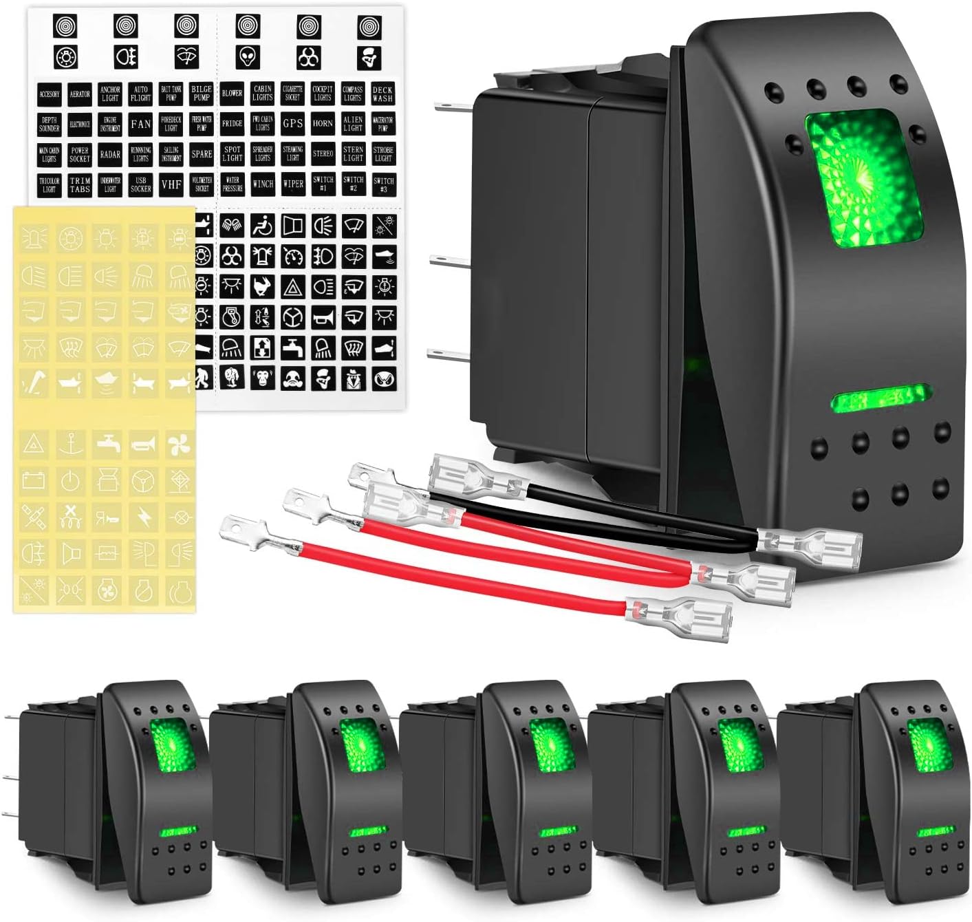 Amazon.com: GOOACC 6 Pack Rocker Switches with Night Glow Stickers 5 ...