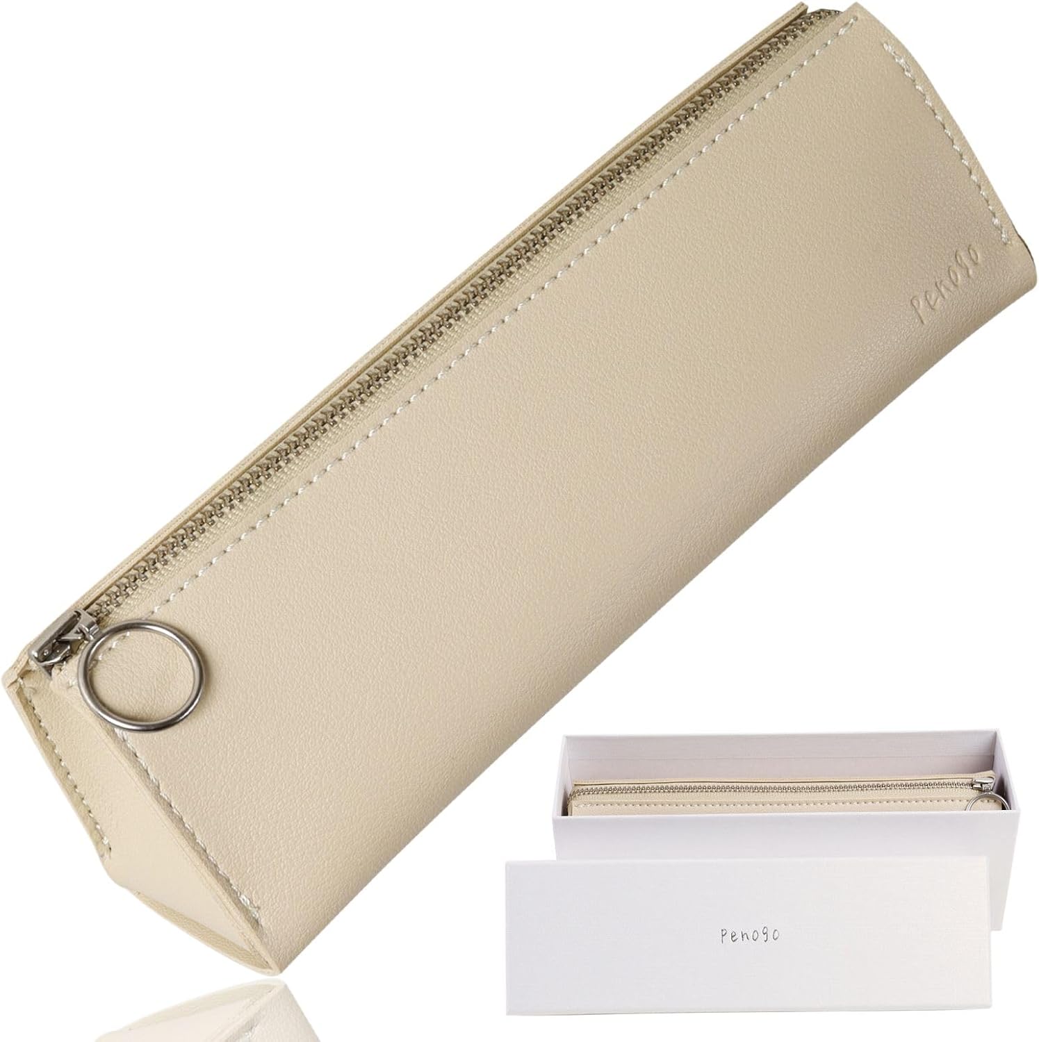 Amazon.co.jp: 【文具のとびら掲載】 penogo 筆箱 シンプル ペンケース スリム おしゃれ 大人 女性 YKKファスナー コンパクト (ベージュ) : 文房具・オフィス用品