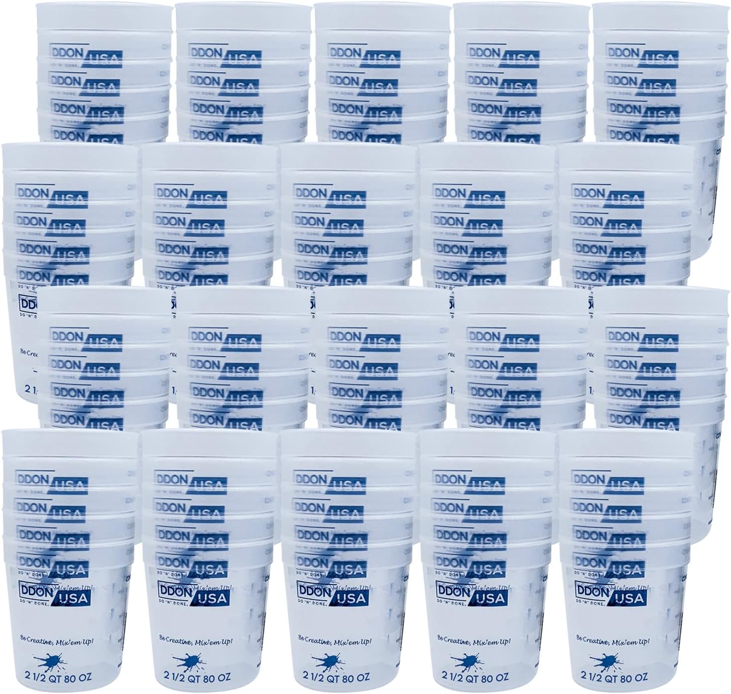 Amazon.com: 80 Oz Paint Mixing Cups - Bulk Pack of 100 Graduated Mix ...