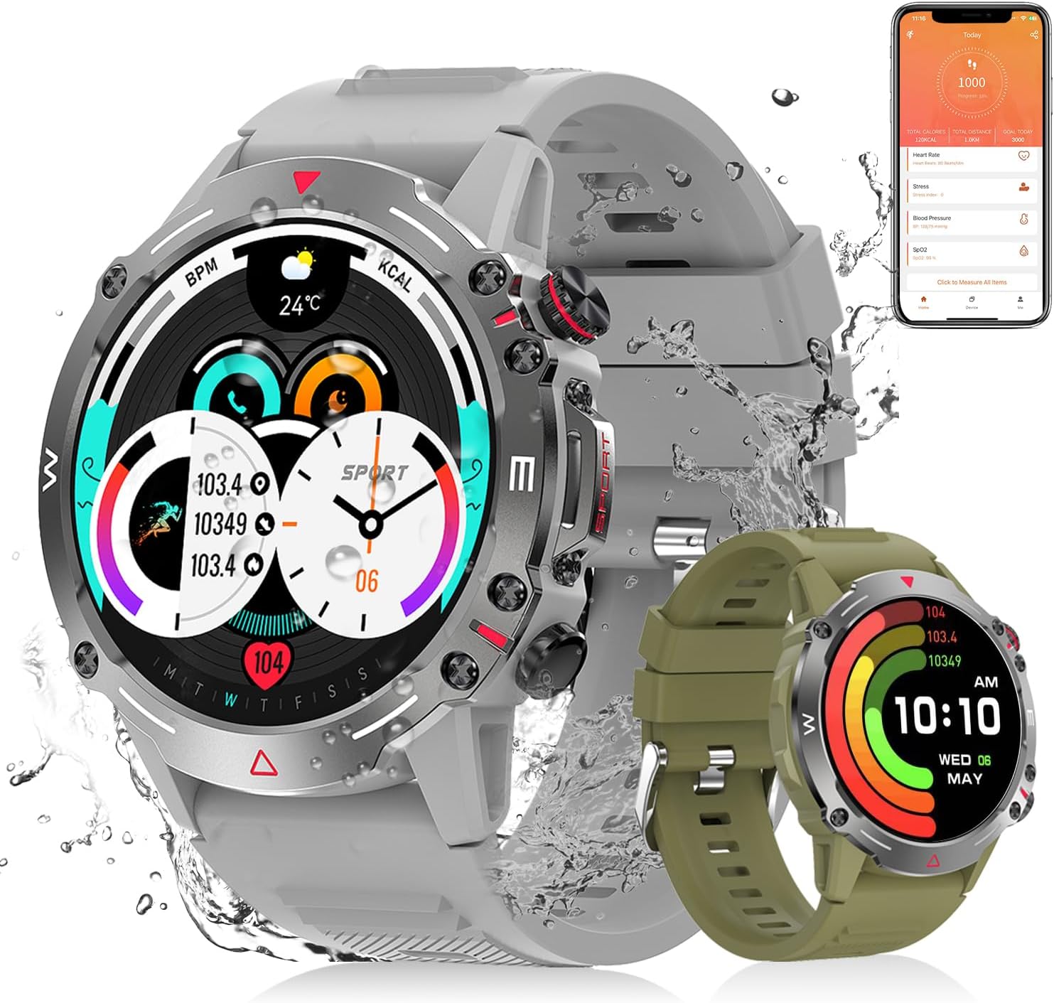 Amazon.com: PLEIVO Smartwatches for Men Women, 1.43" Fitness Tracker ...