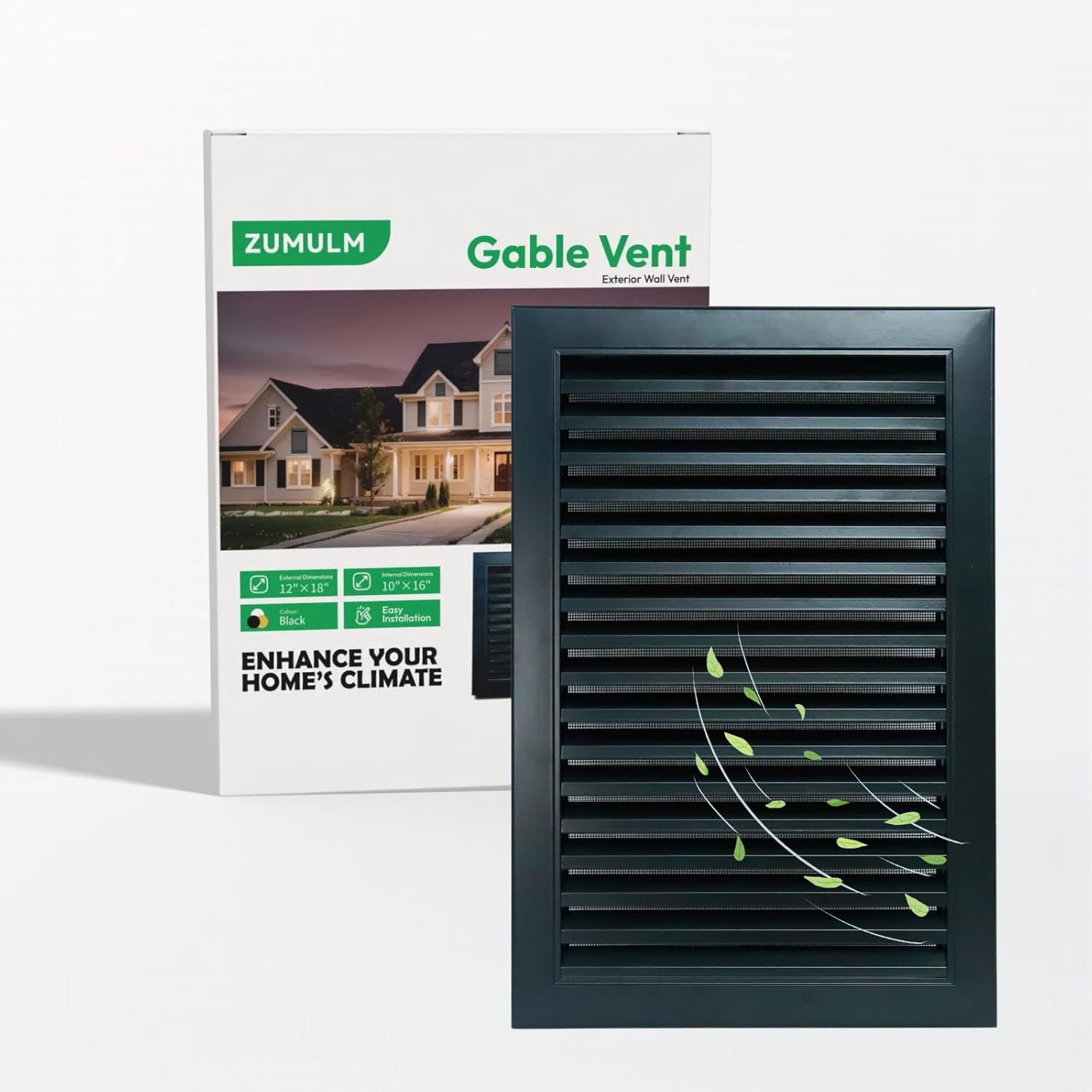 12"x18" Paintable Gable Vent Cover for House Exterior, Enhance Attic ...