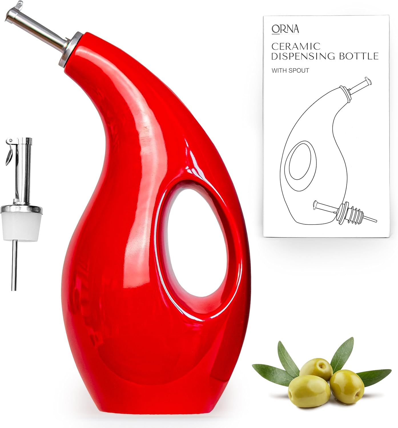 ORNA Ceramic Oil Dispenser Bottle with 2 Pourers – 700ml / 24 Oz ...