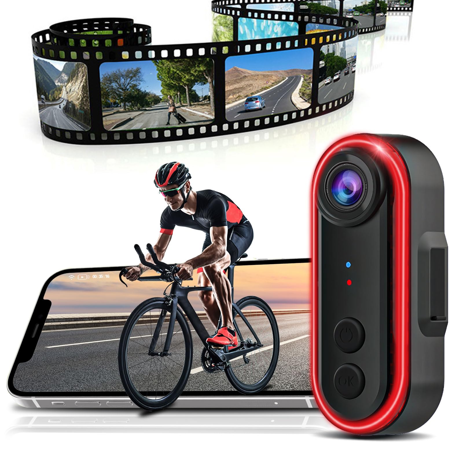 BEUDUOQI Bike Camera with Tail Light 1080P Bikes Rear View Camera - Can ...