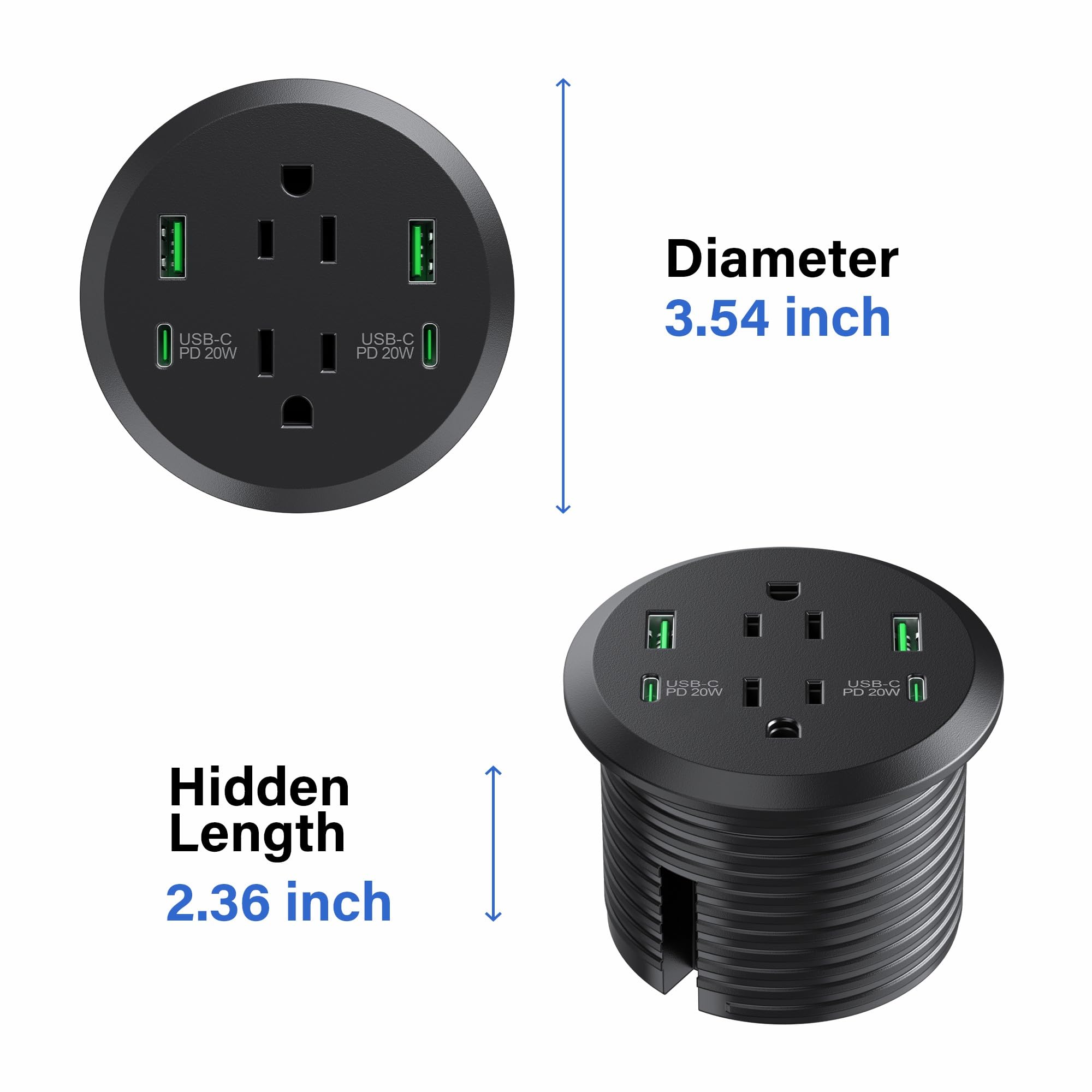Snapklik.com : Desktop Power Grommet, 3-inch Hole, 40W Fast Charging ...