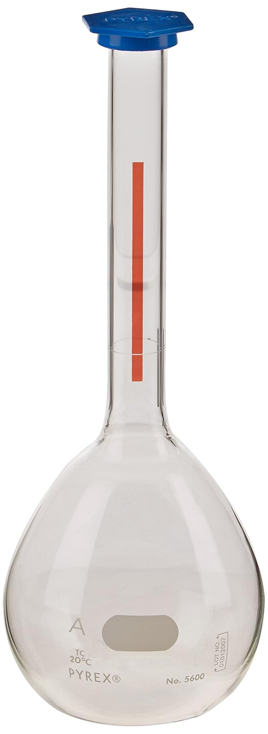 Pyrex Borosilicate Glass Class A Flat Bottom Lifetime Red Volumetric ...