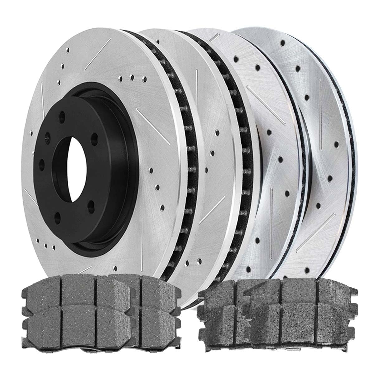 Amazon.com: AutoShack Front and Rear Drilled and Slotted Brake Rotors ...