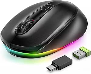 mouse inalámbrico tipo C con jiggler integrado, seenda mouse recargable ...
