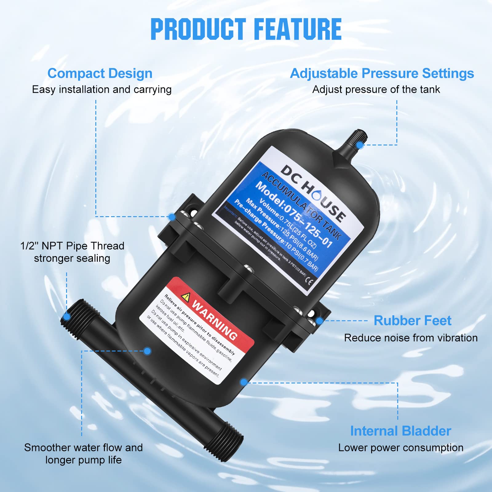 Rv Water Pressure Regulator With Gauge Pre Pressurized Accumulator Tank ...