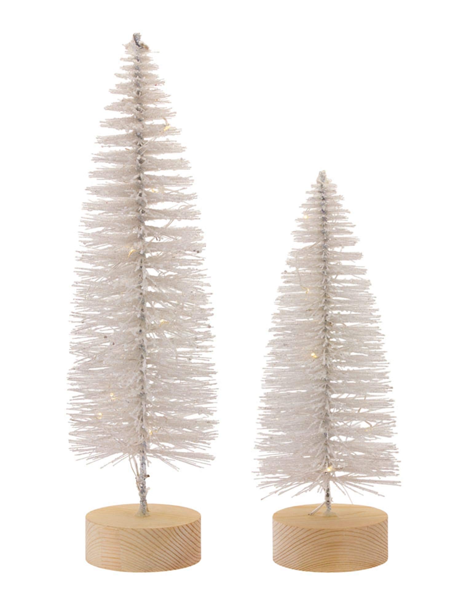 Amazon.com: Melrose Set of 2 LED White Lighted Bottle Brush Trees On ...