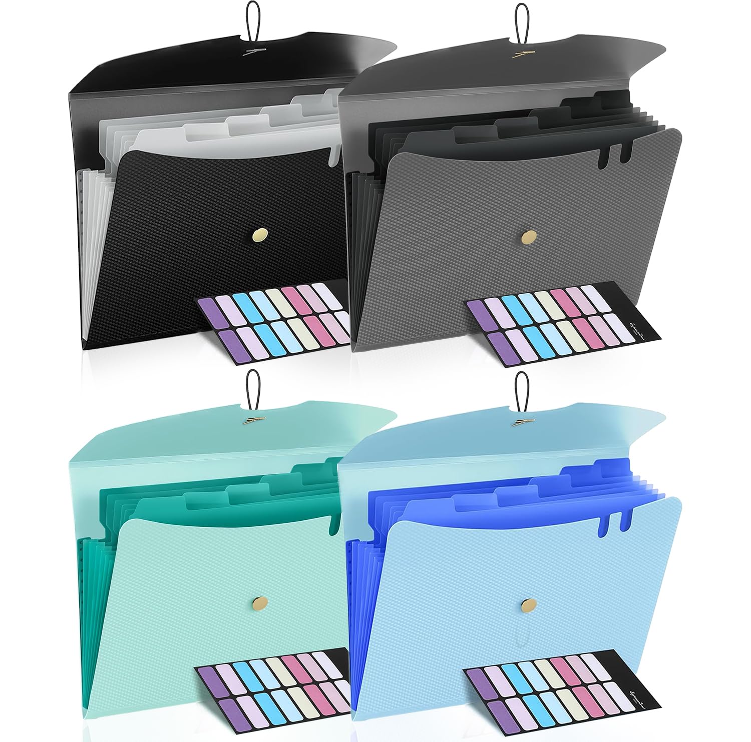 4 Pack Accordion File Organizer, 7 Pockets Expanding File Folder, A4 ...