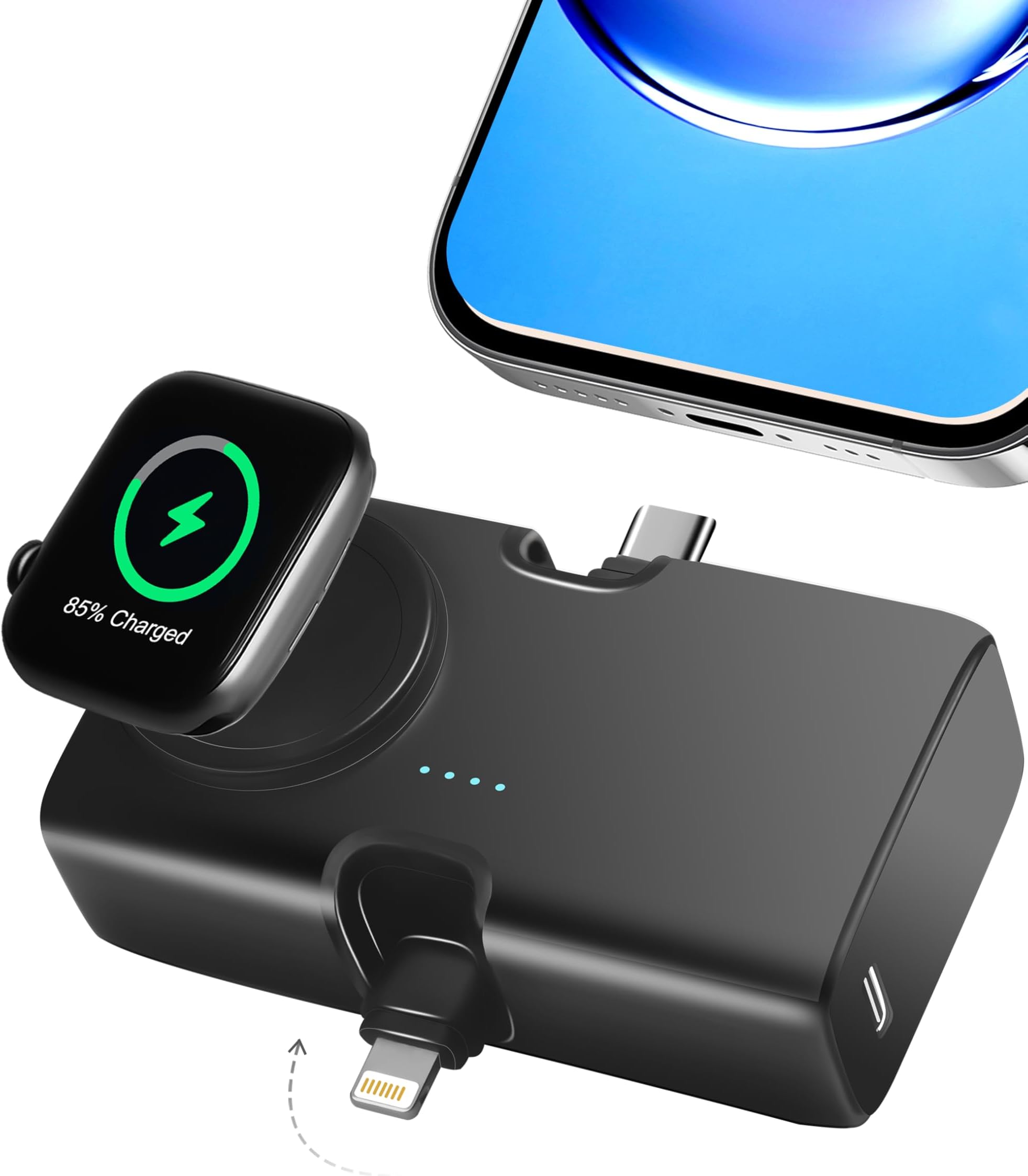 Amazon.com: SRTCLLT Portable Charger for iPhone 15, Mini USB C Power ...