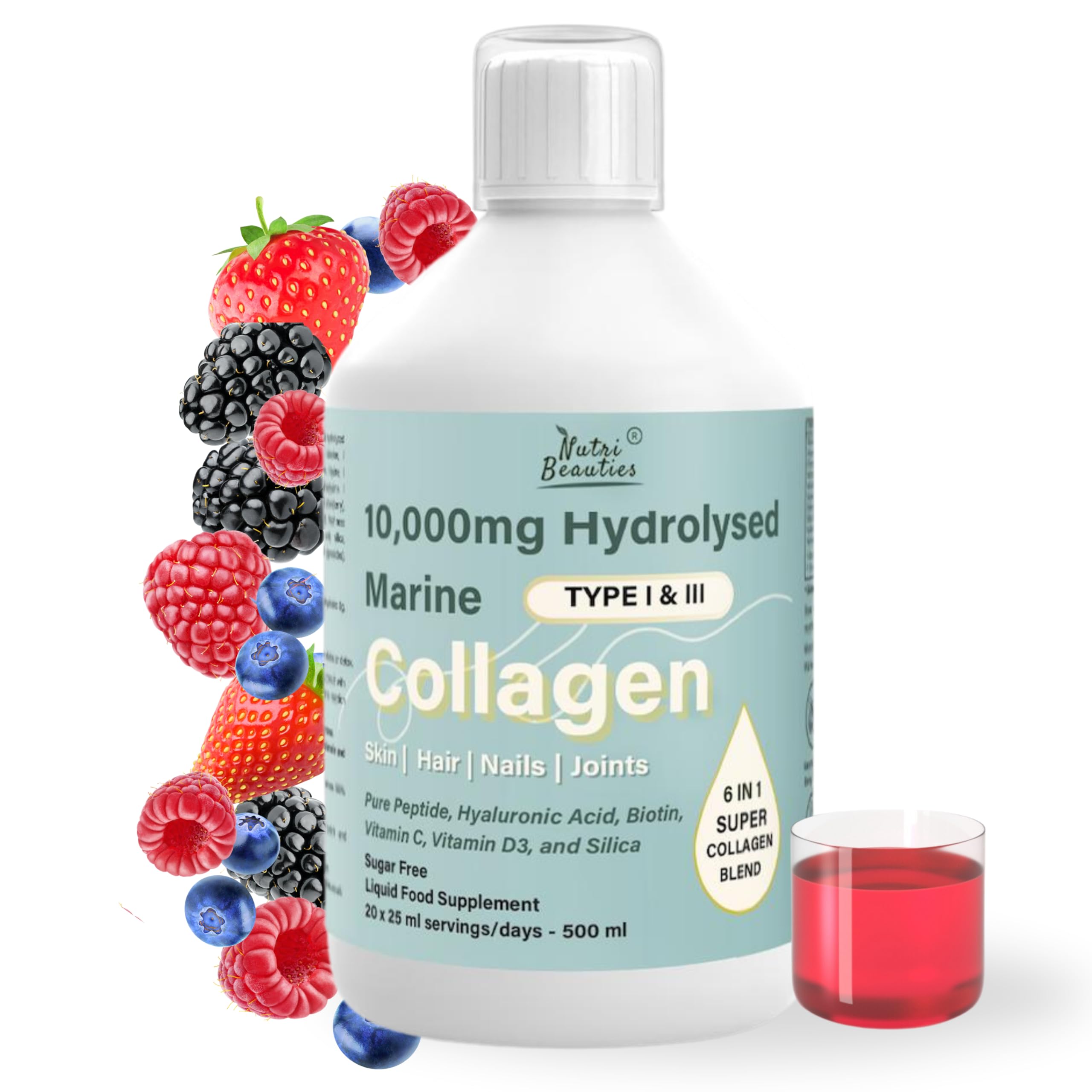 NUTRI Beauties Hydrolysed Marine Collagen Liquid Drink Supplement 10 ...